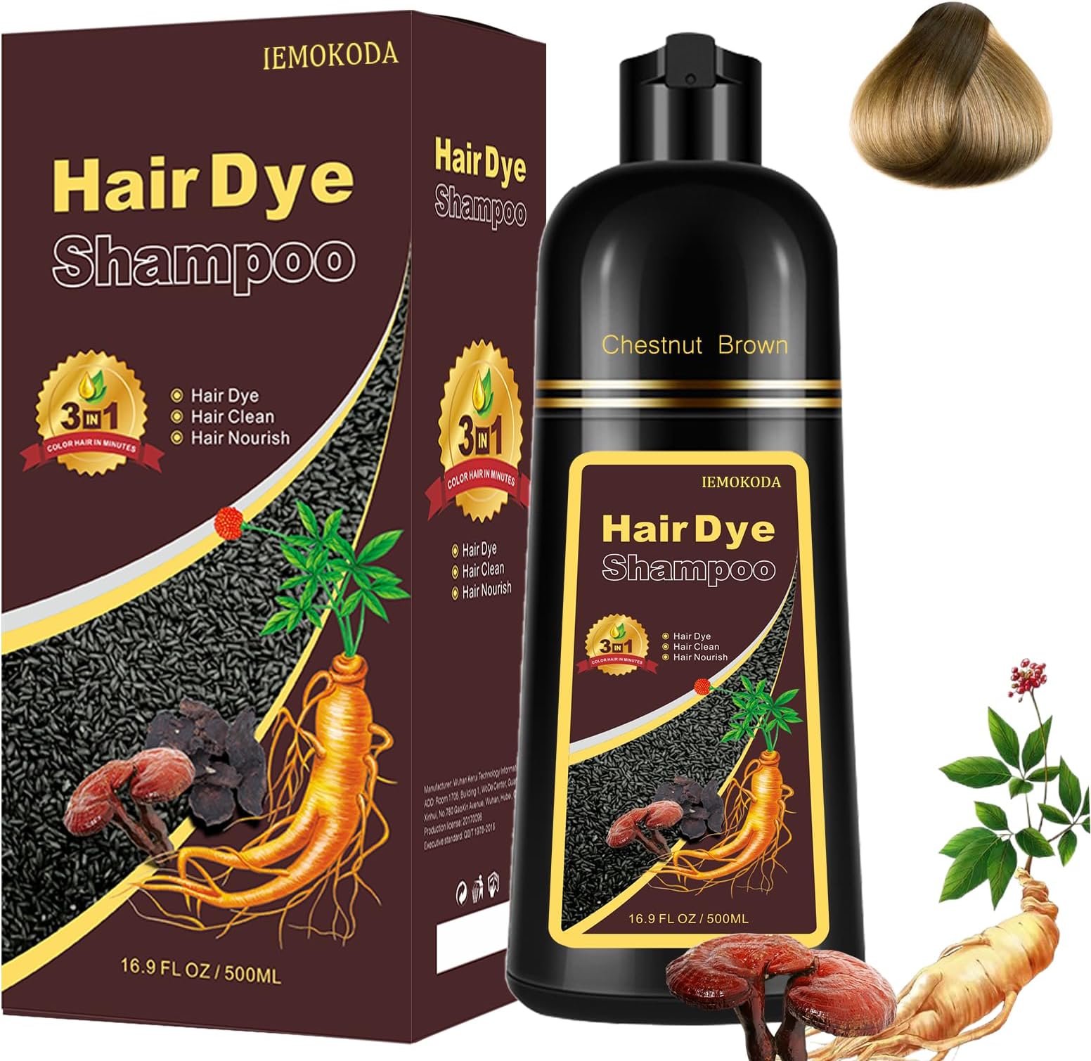 Amazon.com : NCEPROHR Chestnut Brown Hair Color Shampoo, Instant Brown ...