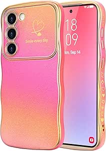 Amazon.com: LCHULLE for Samsung Galaxy S23 Case for Women Girls, Cute Wave Frame Curly Shape ...