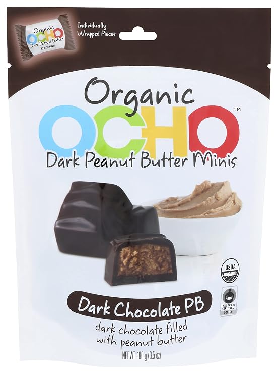 Amazon.com : Ocho Candy Organic Dark Chocolate Filled with Peanut ...