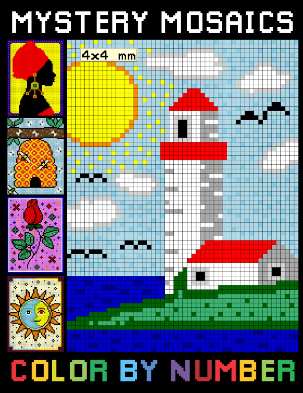 Amazon.com: Mystery Mosaics Color By Number: Pixel Coloring Book BLACK ...