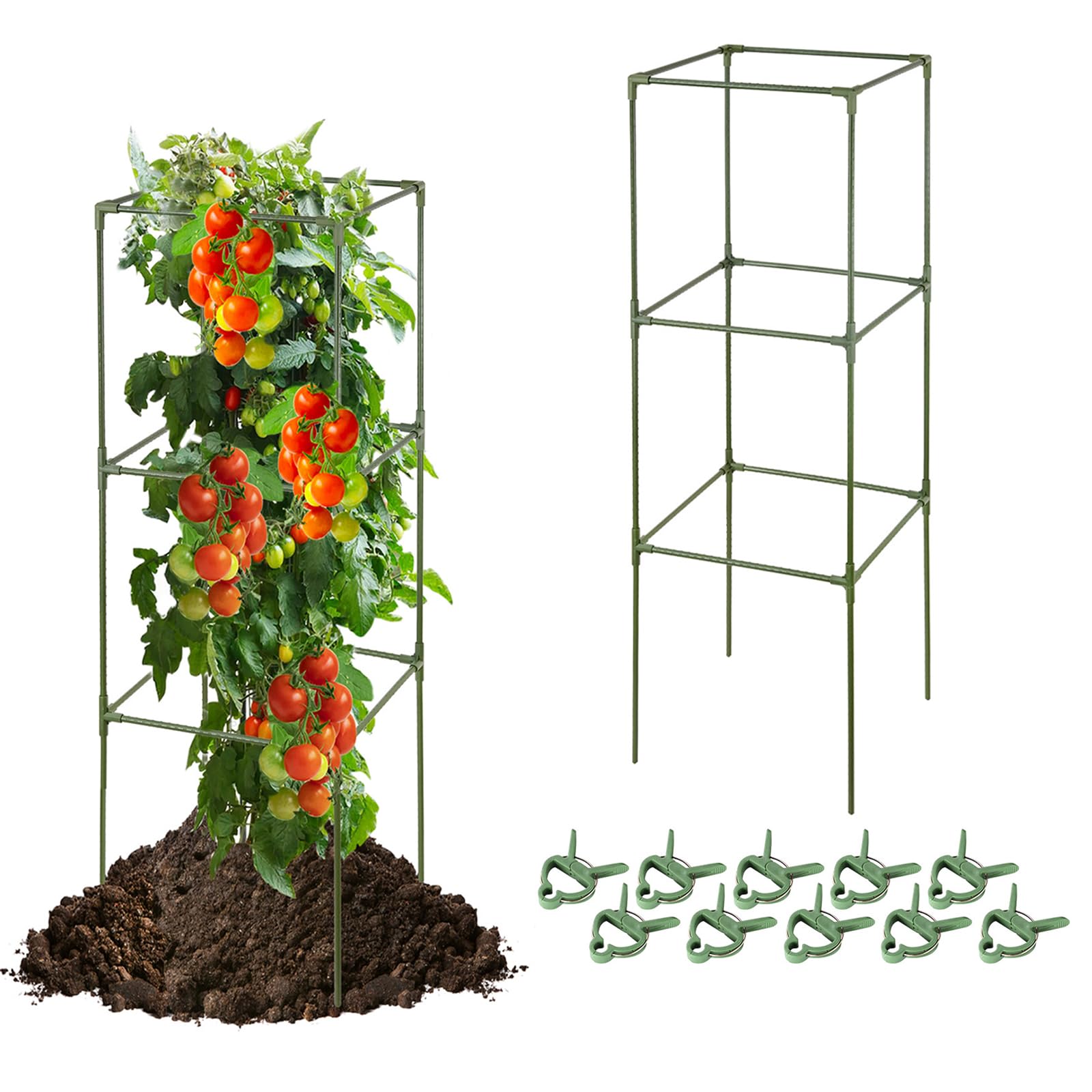arbxvnrUp to 124cm Square Tomato cage Garden mesh Plant Support Posts ...
