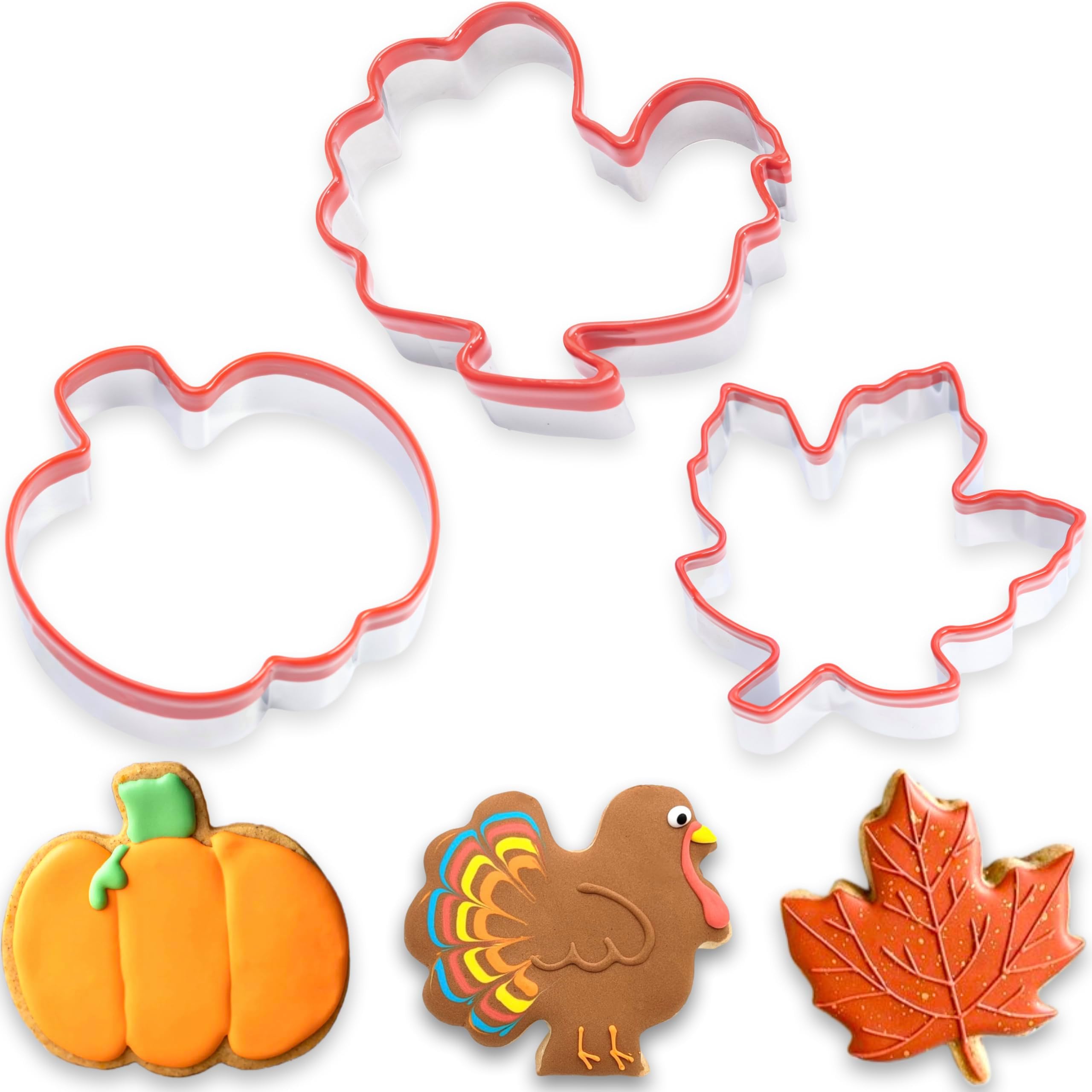 Amazon.com: 4 inch Maple Leaf Cookie Cutter and Turkey Shape Biscuit ...