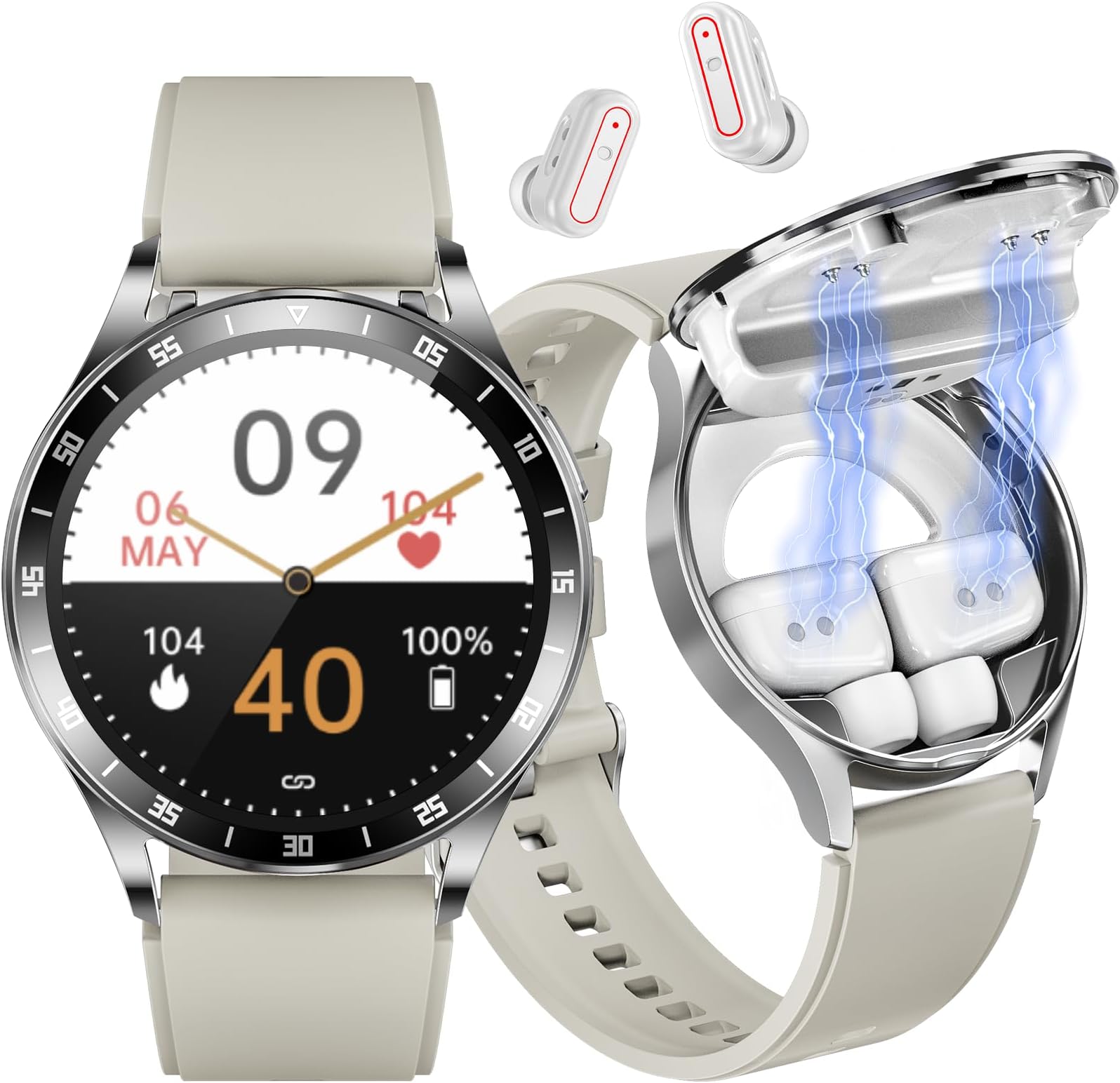 Amazon.com: 2 in 1 Smart Watch with Earbuds,IP68 Waterproof Smart ...