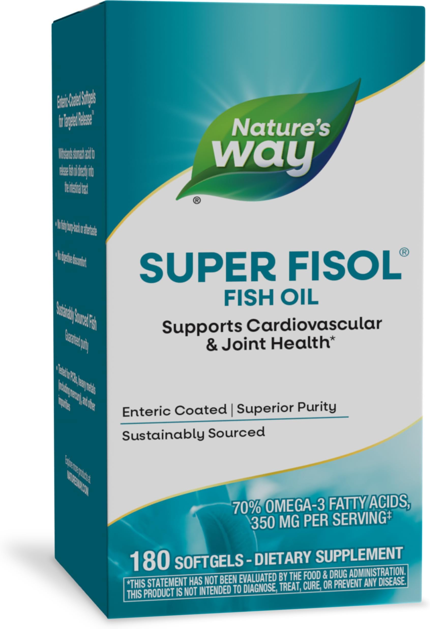 Amazon.com: Nature's Way Super Fisol Fish Oil, Enteric Coated, Supports ...