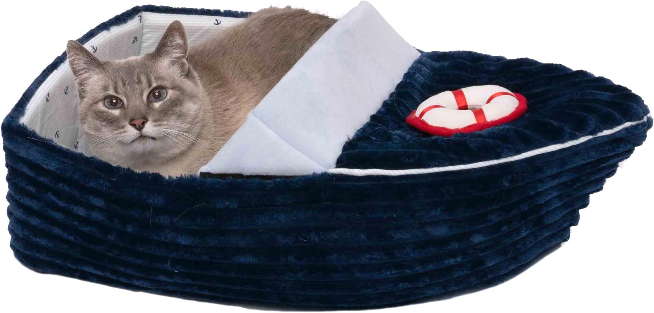 Amazon.com : Furhaven Soft & Cozy Cat Bed w/ Catnip Toy for Indoor Cats ...