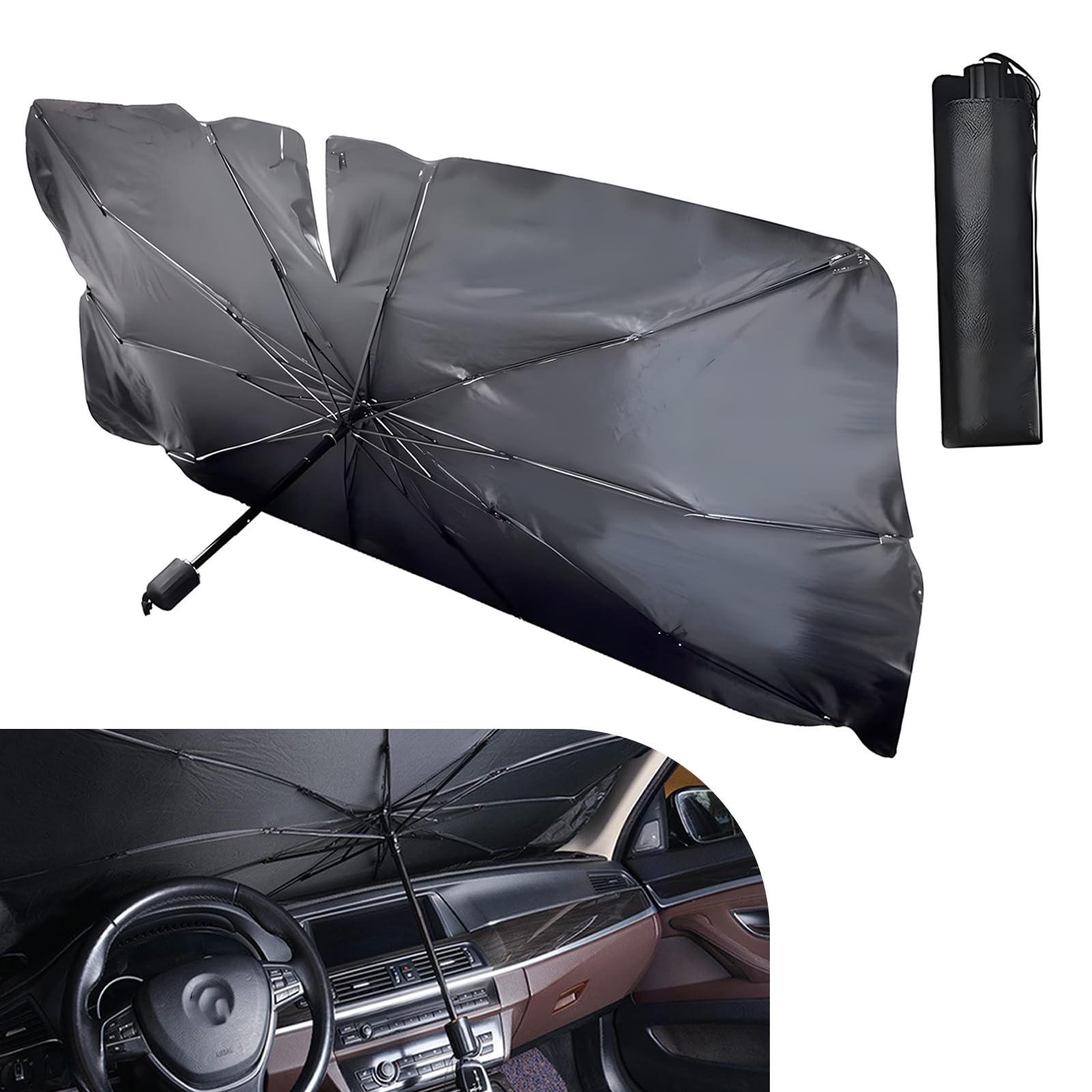 Amazon.com: Nowkont Pack-1 Car Front Windshield Sunshade, 55" x 31" Sun ...