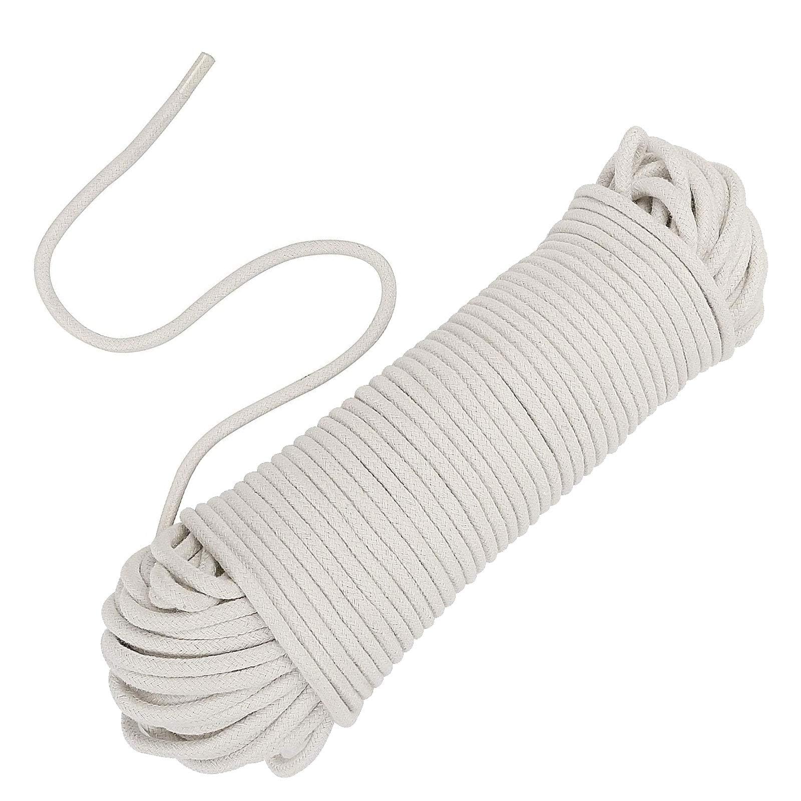 Amazon.com: ZOENHOU 328 Feet 1/4 Inch White Natural Cotton Rope, Solid ...
