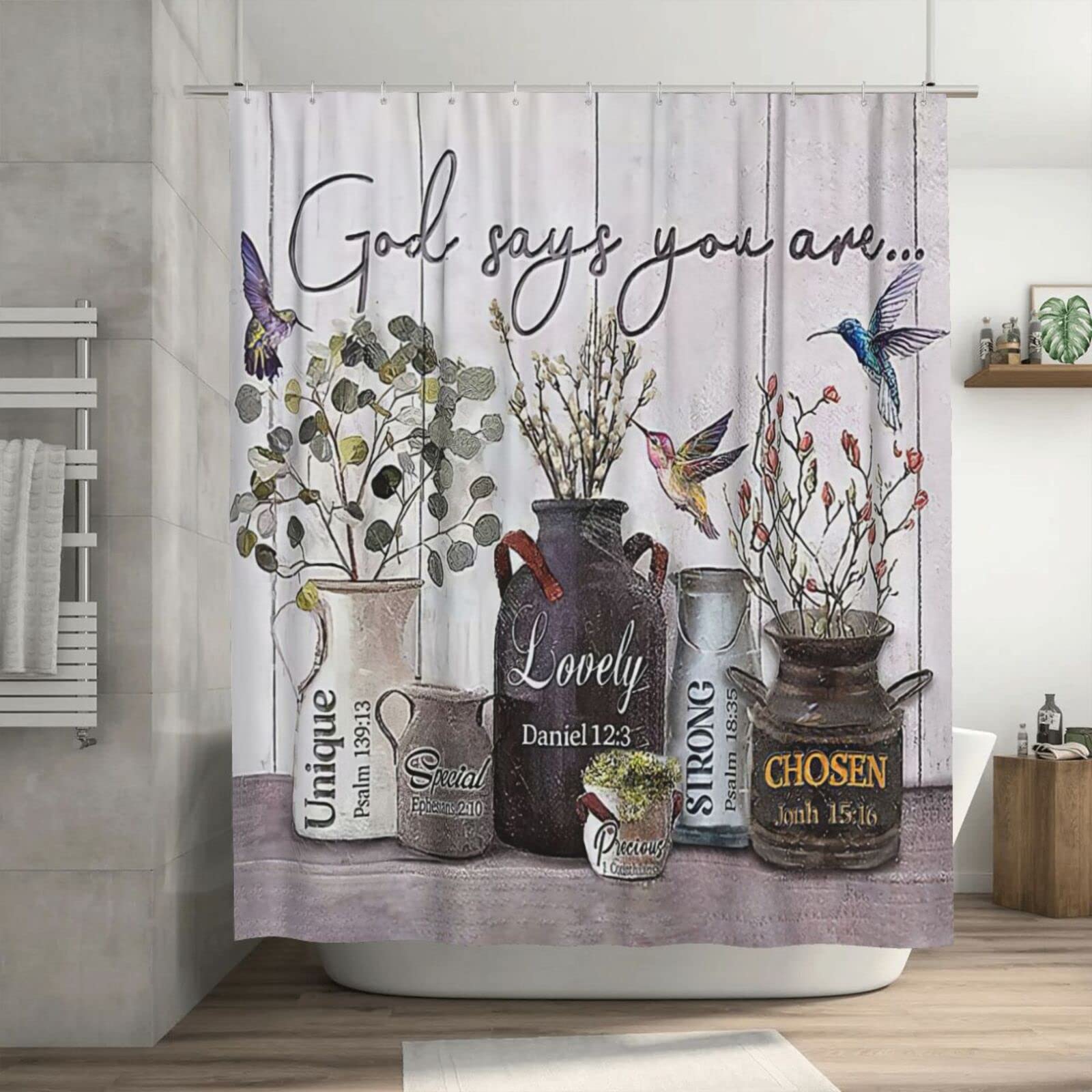 Amazon.com: Yibuda Farmhouse Shower Curtain Christian Bible Verses ...