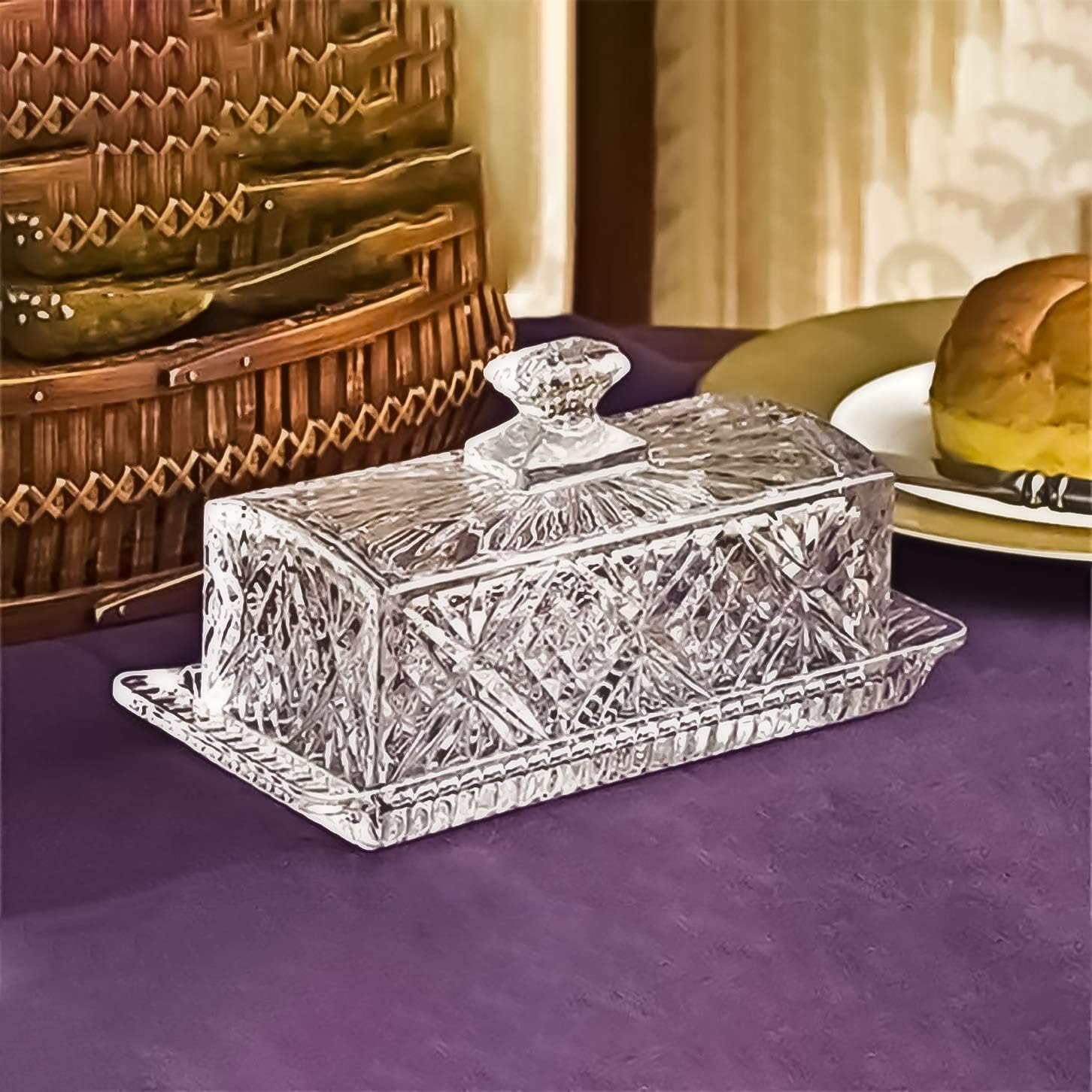 Amazon.com | Covered Glass Butter Dish | Classic 2-Piece Design Butter ...