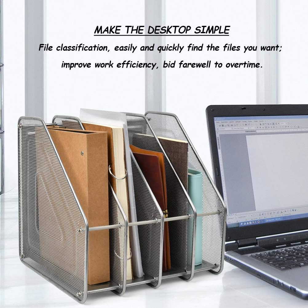 Magazine Holder Triple Rack, Desk Organiser Tray, Vertical Upright ...