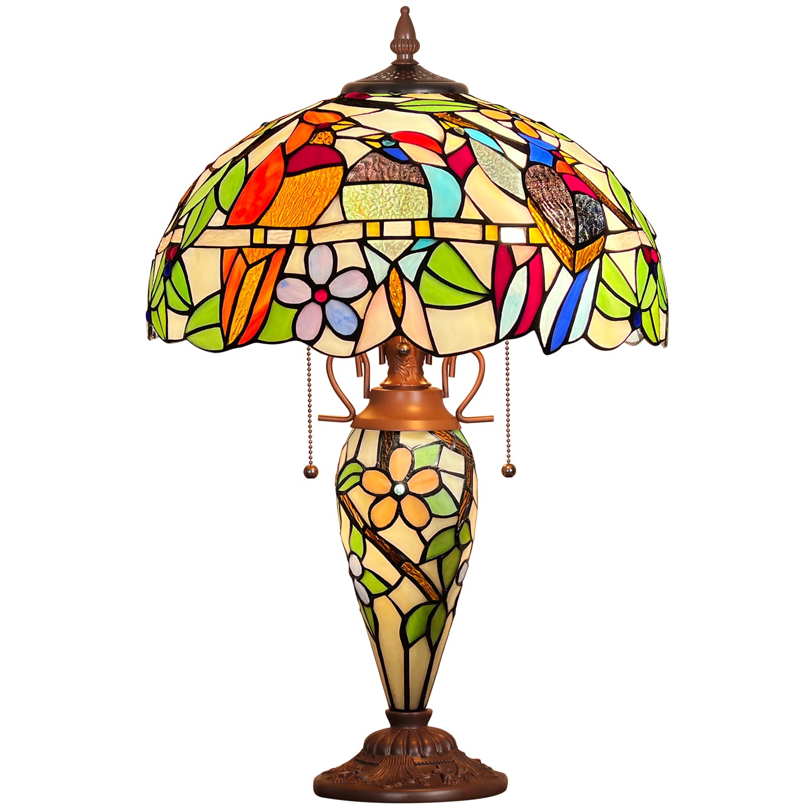 Capulina Tiffany Table Lamp 16x16x24 Inches Cardinal Birds Style ...