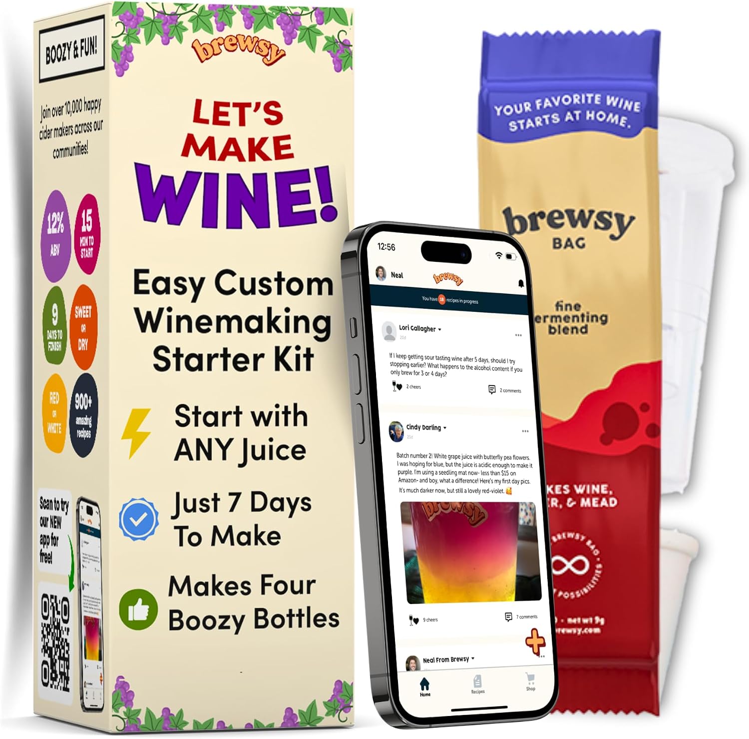 Amazon.com: Brewsy Starter Kit for Wine Making - Custom Wine Kit - 4 ...