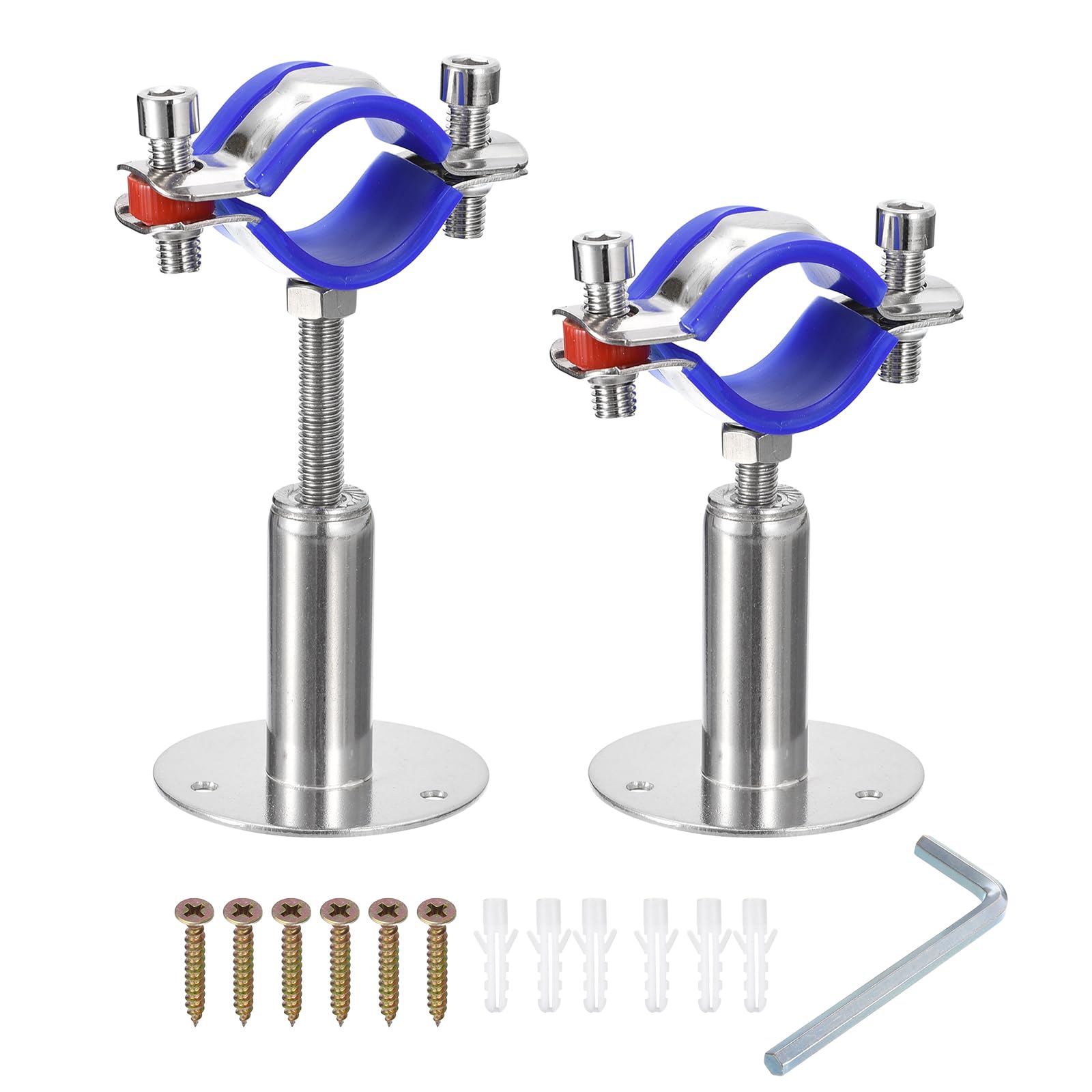 uxcell 2Pcs Stainless Steel Pipe Supports Wall Mount Ceiling Mount Pipe ...