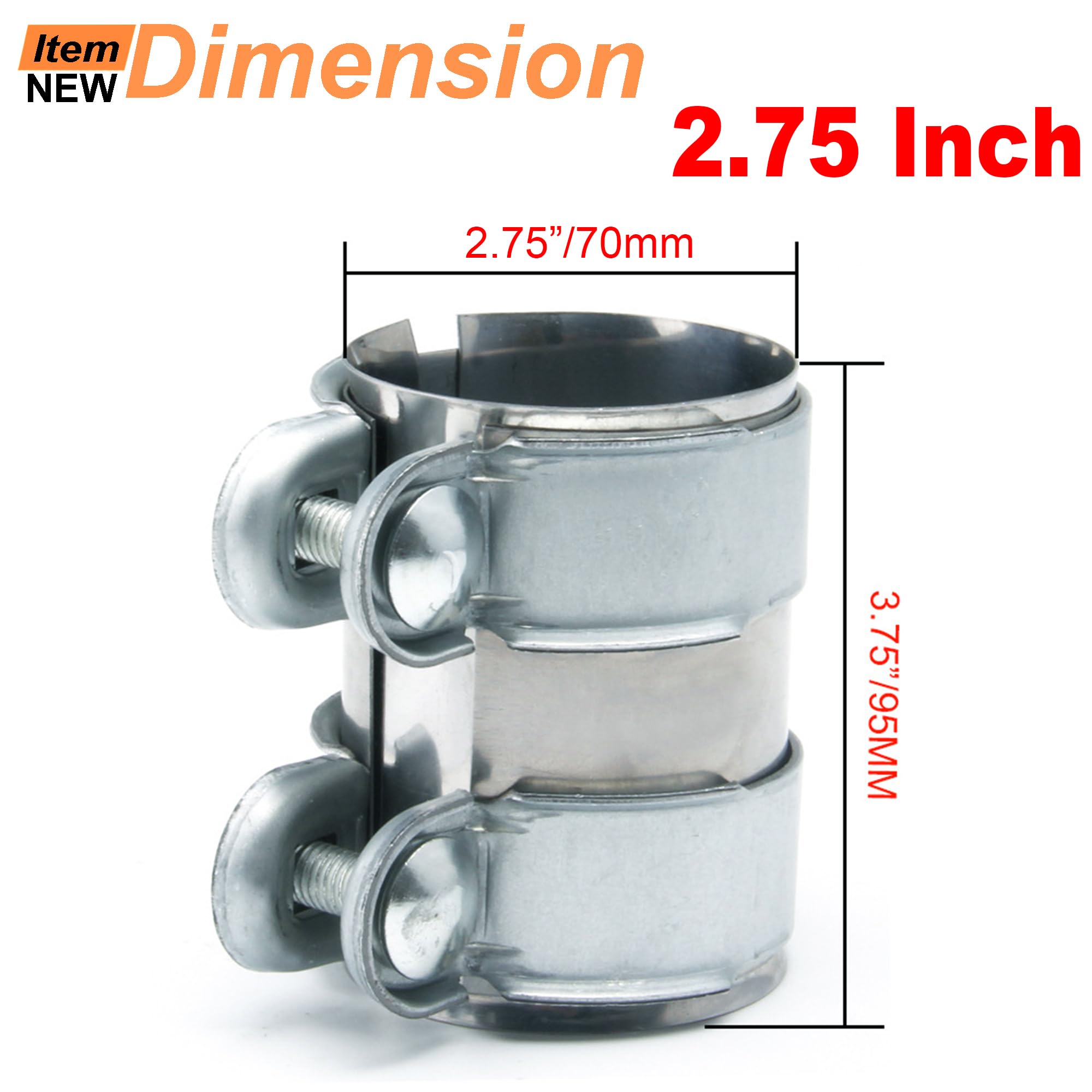 Snapklik.com : 2.75 Inch Exhaust Butt Joint Band Clamp Stainless Steel ...