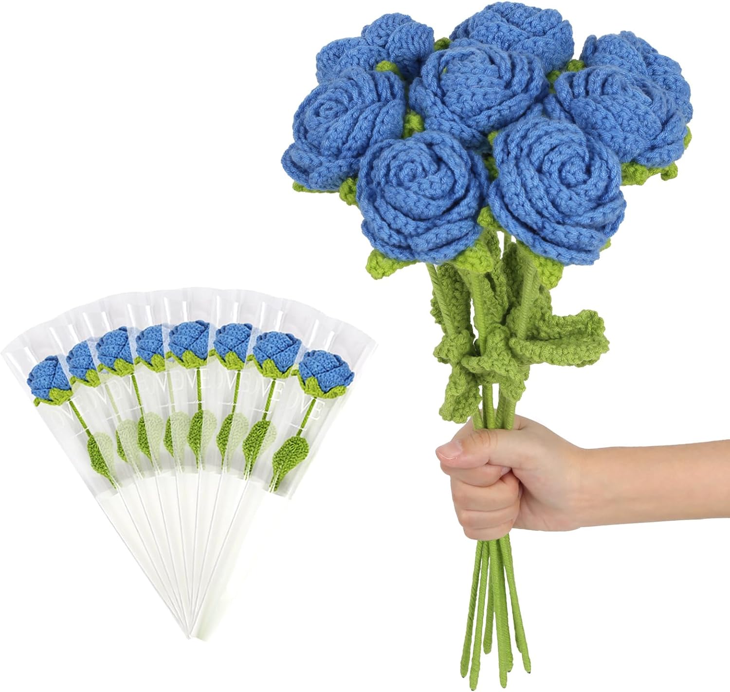Amazon.com: ICBOX 8PCS Royal Blue Crochet Flowers Knitted Flowers Woven ...