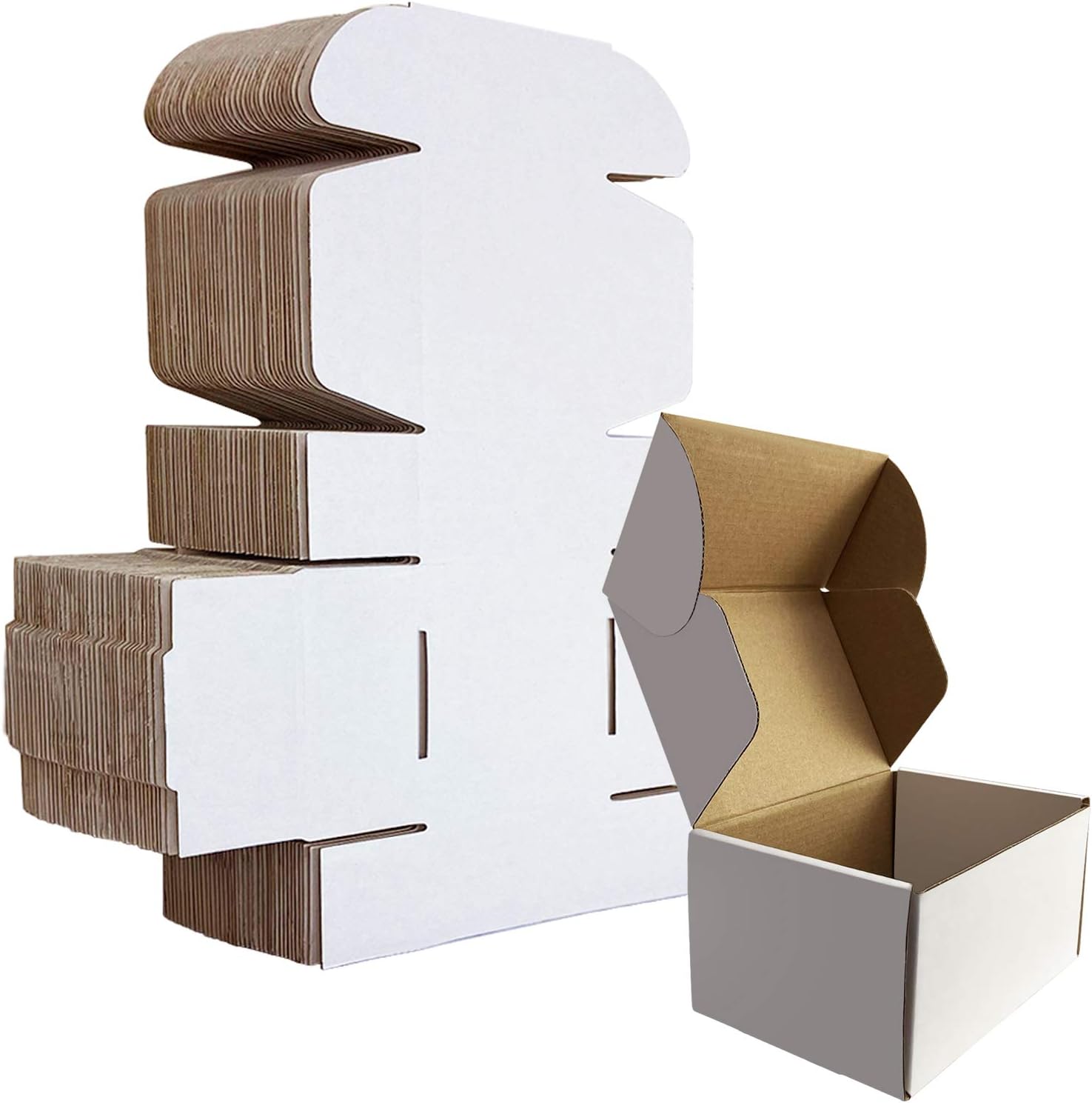 6x4x3 Inches Shipping Boxes Set Of 25 White Corrugated Cardboard ...