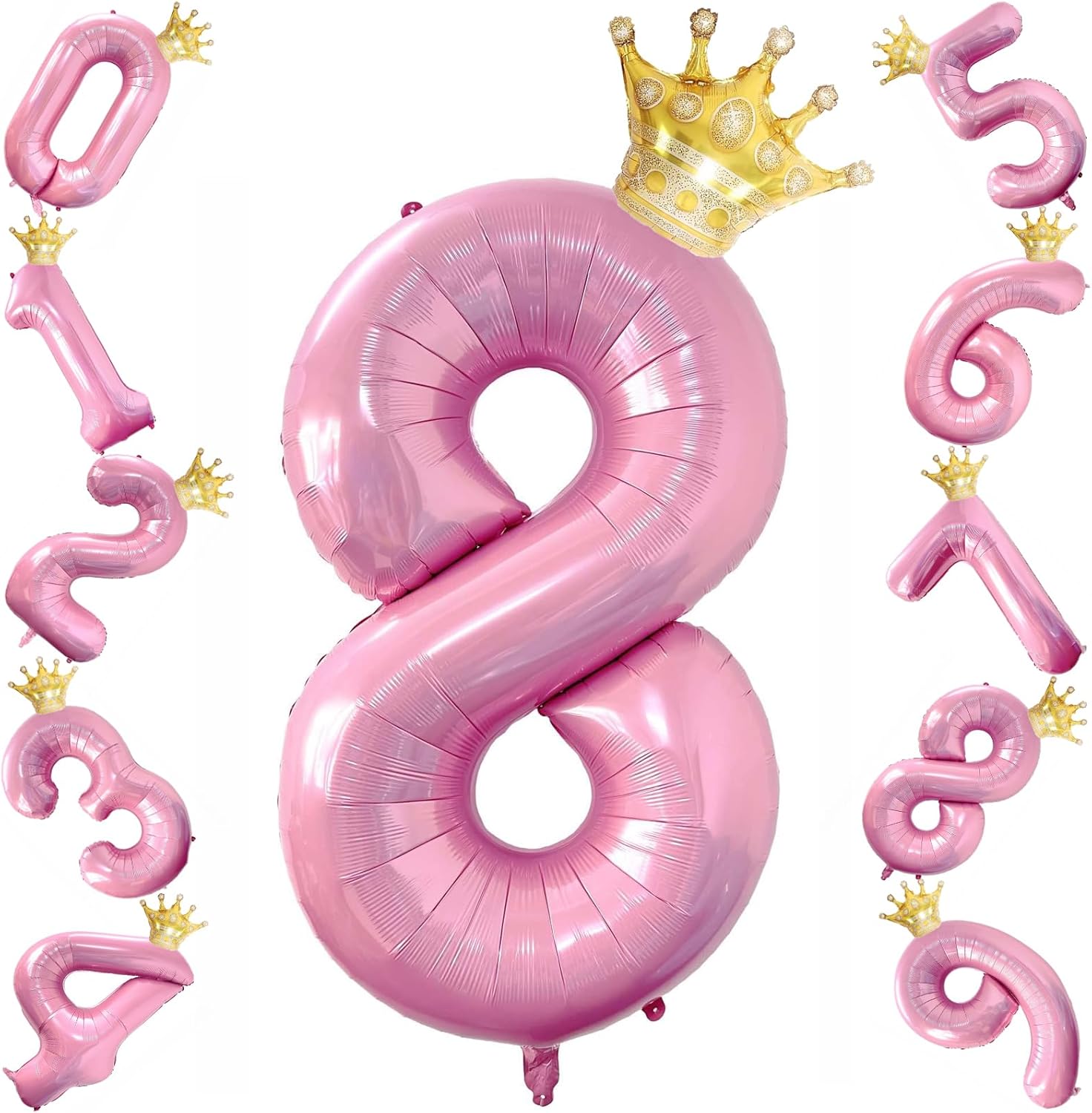 Amazon.com: 40 Inch Pink Number Foil Balloons With Detachable Gold ...