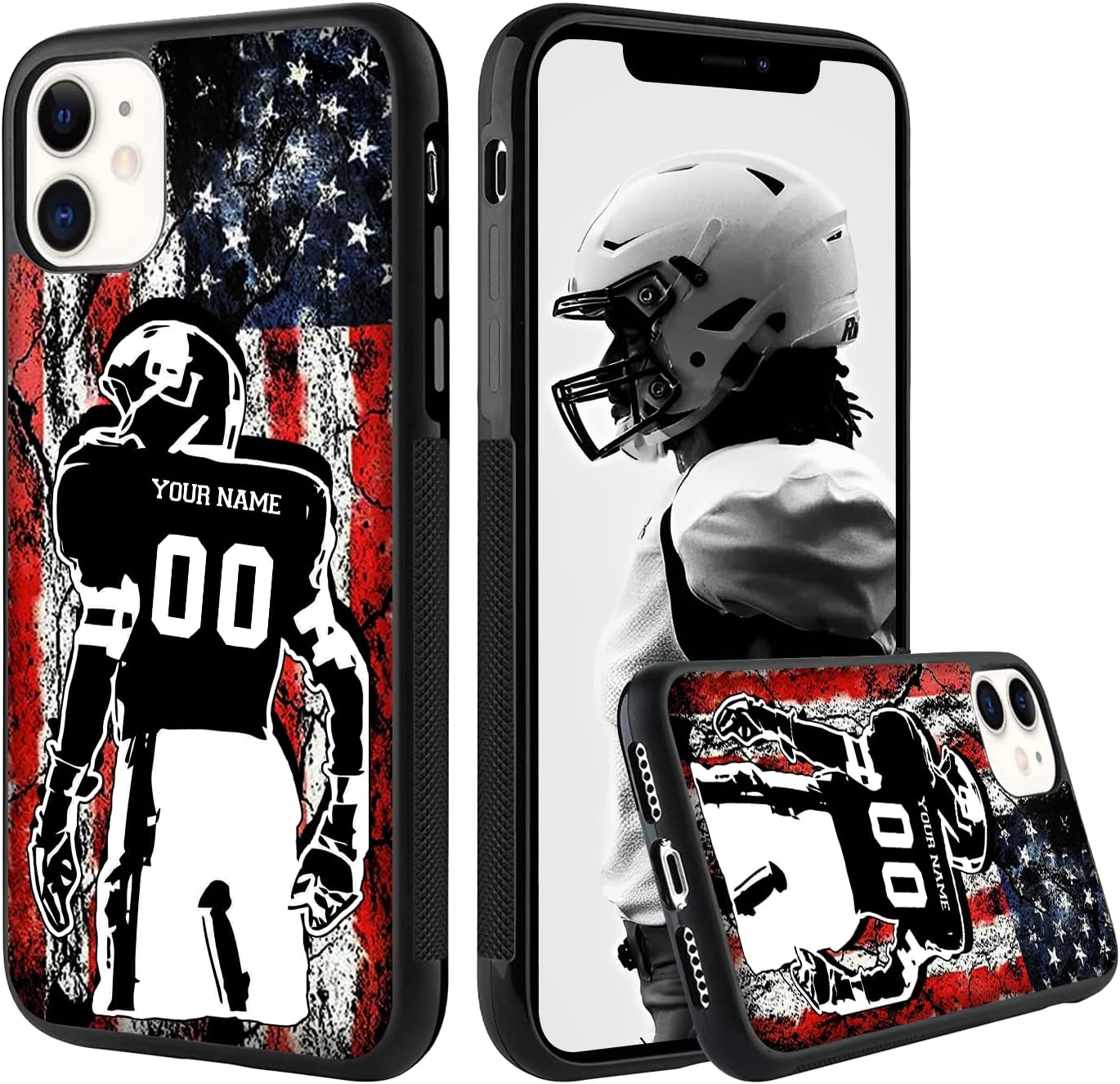 Amazon.com: Personalized US Flag Football Phone Case Custom Football ...