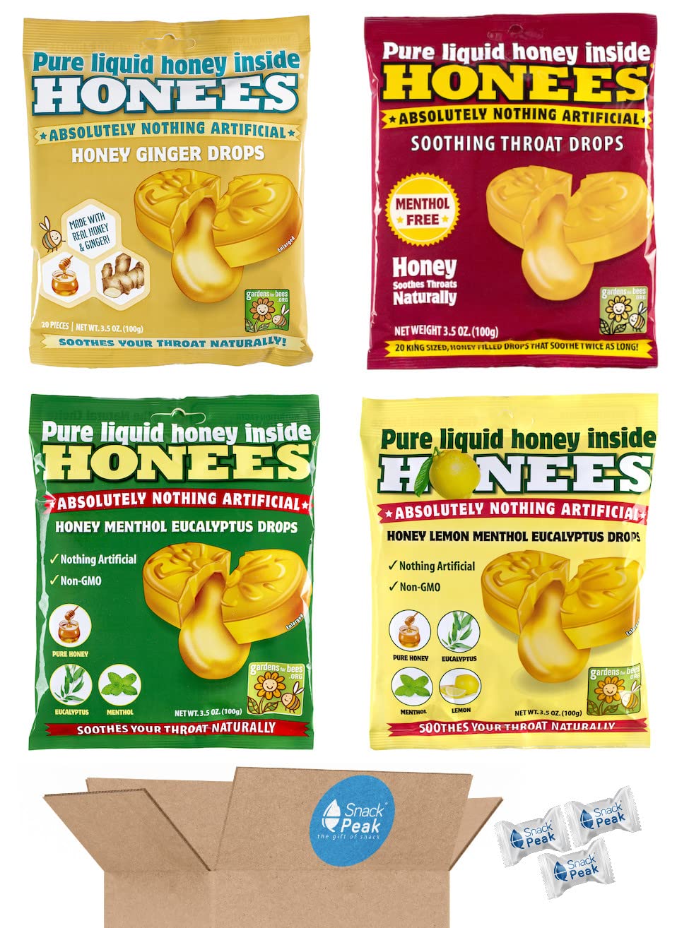 Amazon.com: Snack Peak Honees Honey Filled Cough Drops Variety Gift Box ...
