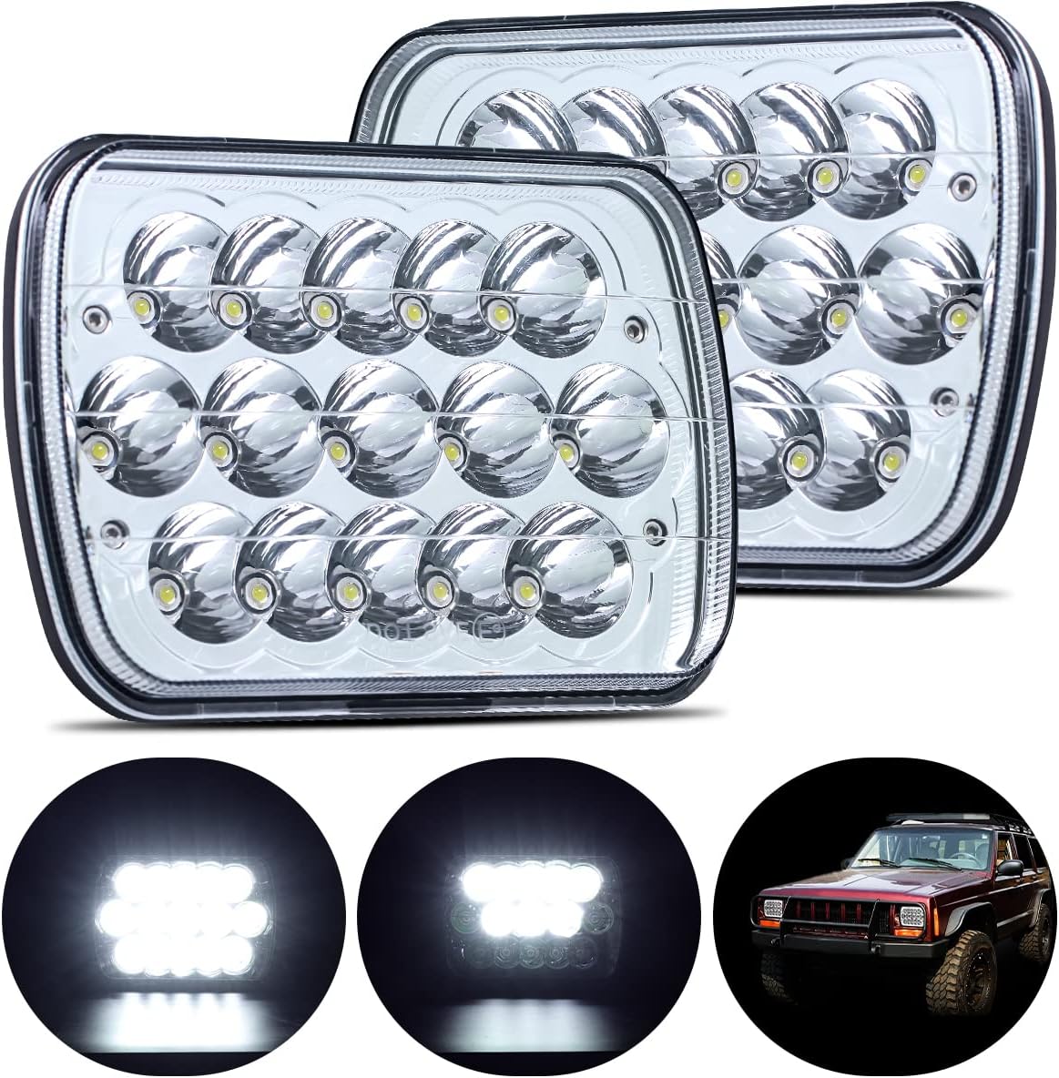 Amazon.com: V-Spec 2 pc LED 7x6 Premium Headlight Conversions Black ...