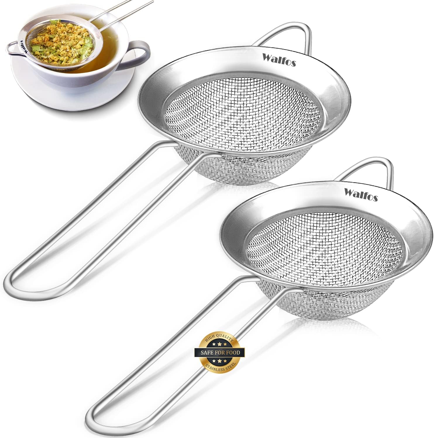 Amazon.com: Walfos Mini Fine Mesh Strainer, 2 Pack Small Stainless ...