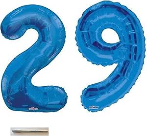 Amazon.com: Valueballoon Blue Number 29 33” Balloon Birthday Party ...