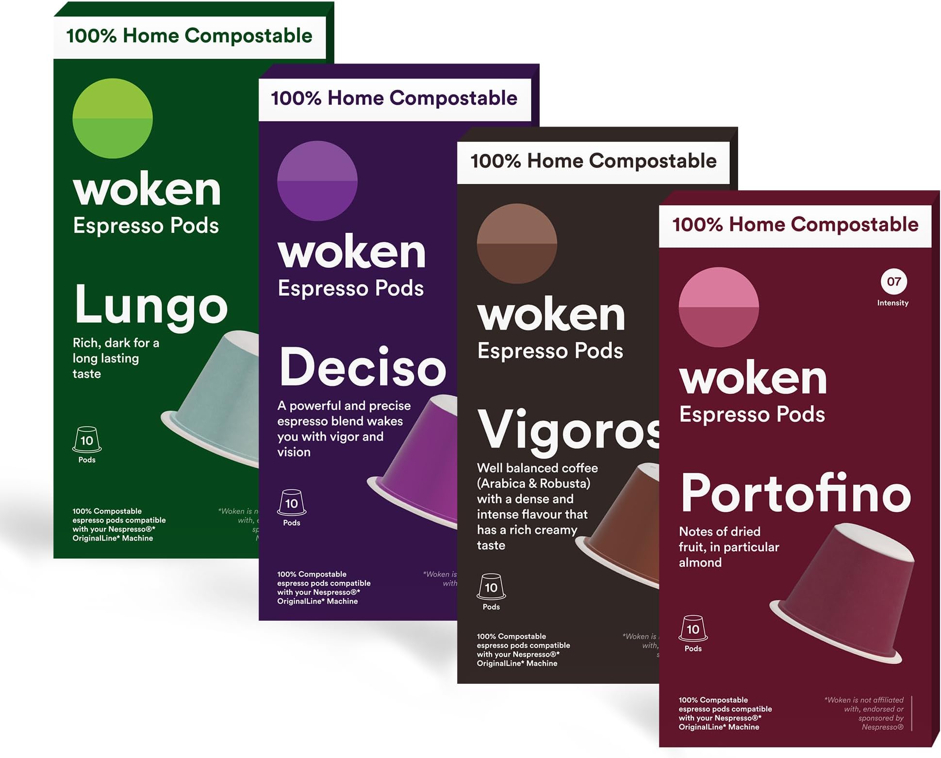 Amazon.com: Woken Coffee Compostable Nespresso Pods Variety Pack - Dark ...