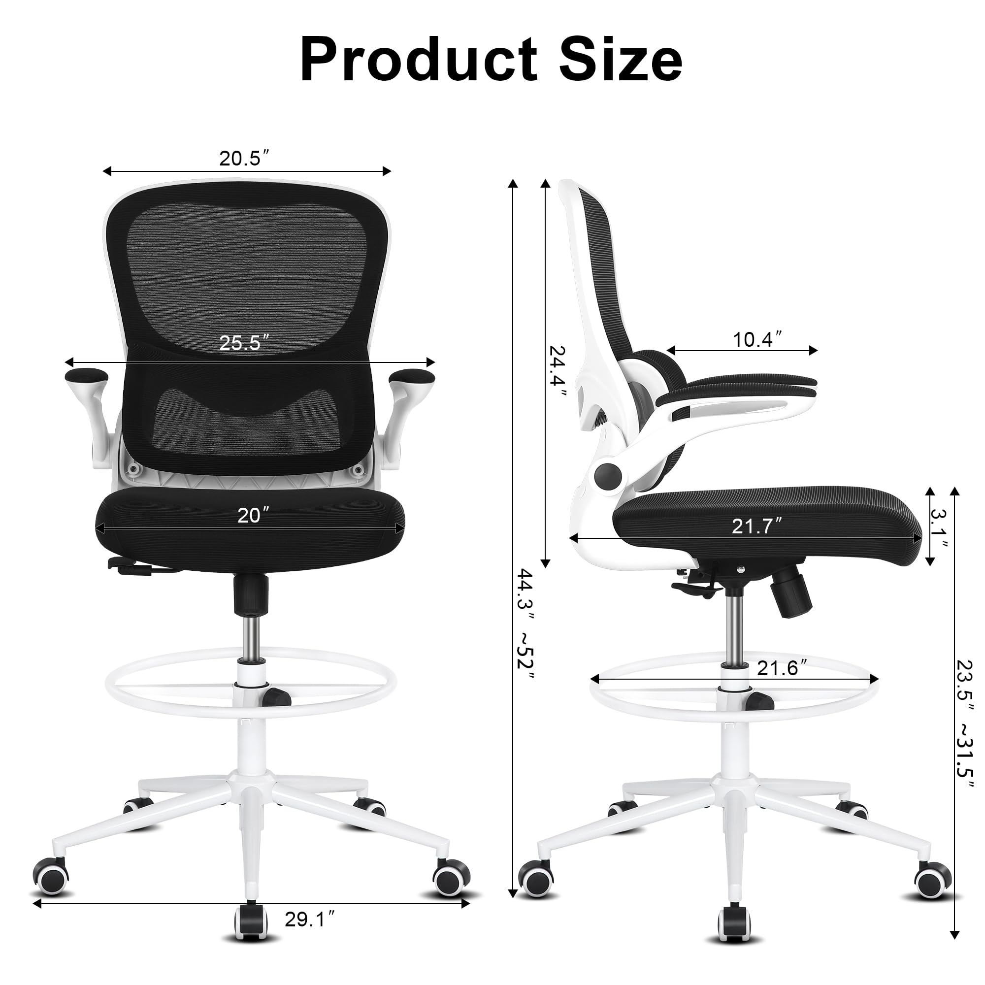 Snapklik.com : Misolant Drafting Chair, Tall Office Chair For Standing ...