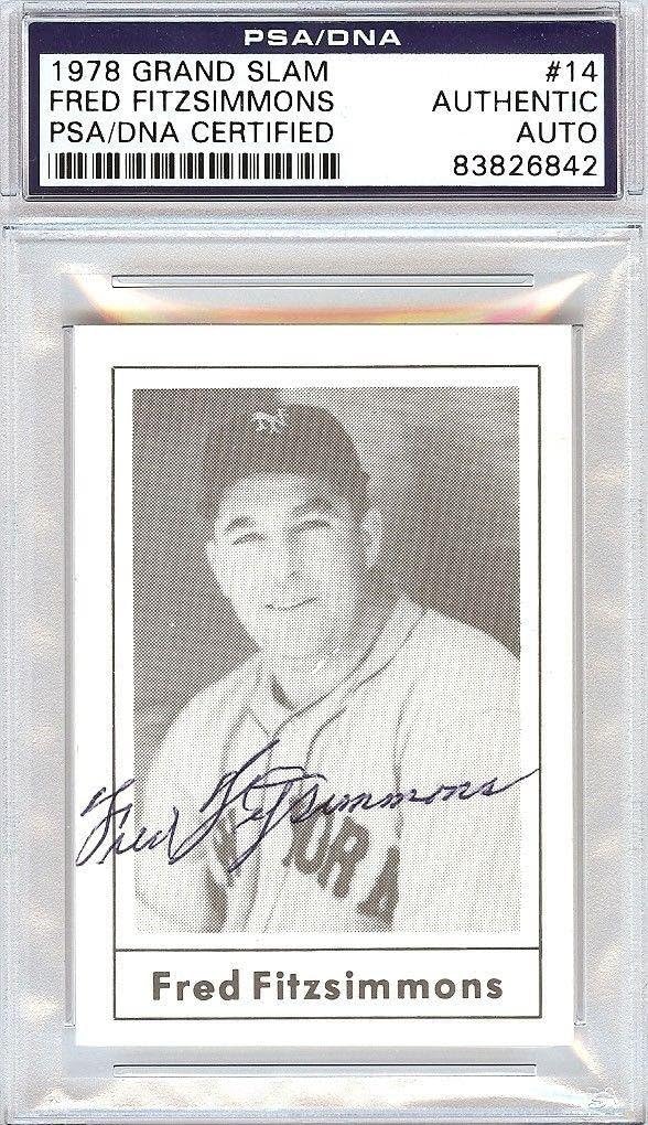 Fred Fitzsimmons Autographed Signed 1978 Grand Slam Card New York ...