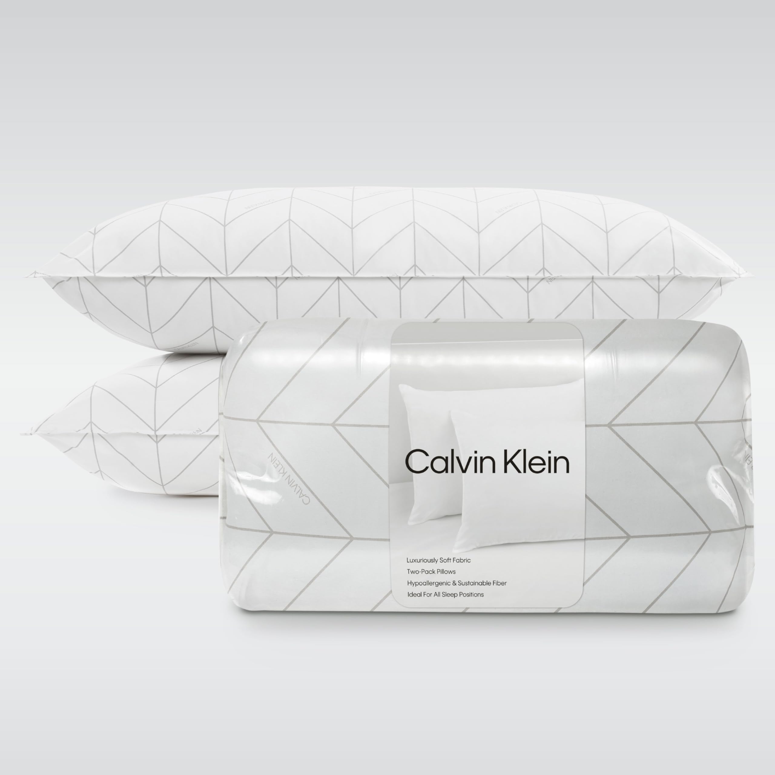 Amazon.com: Calvin Klein Herringbone Print 20" x 36" King Size Set of 2 ...