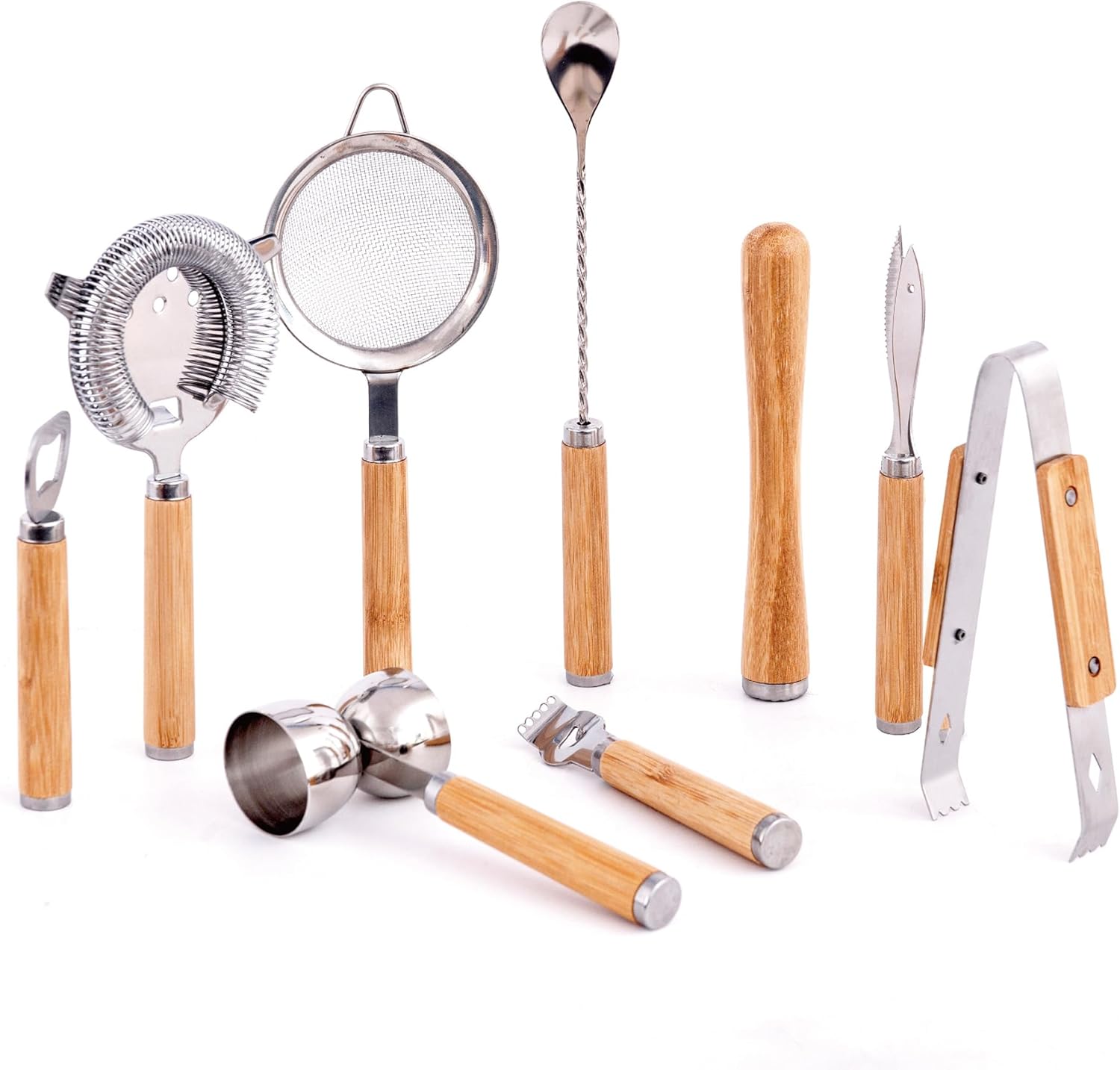 Amazon.com: JNWINOG Bartender Kit 9-Piece Bar Tool Set Cocktail Shaker ...