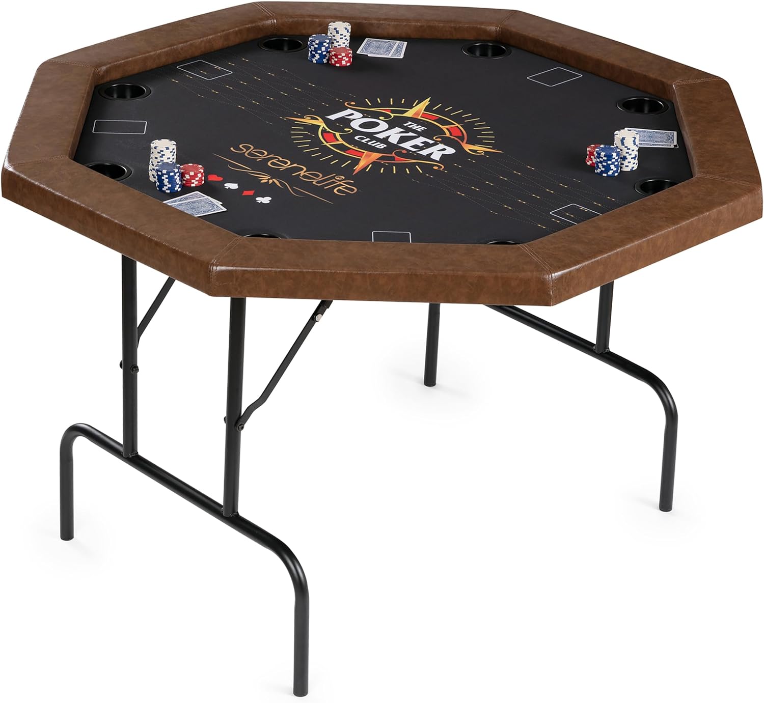 Amazon.com: SereneLife 8-Player Octagonal Foldable Poker Table, Casino ...