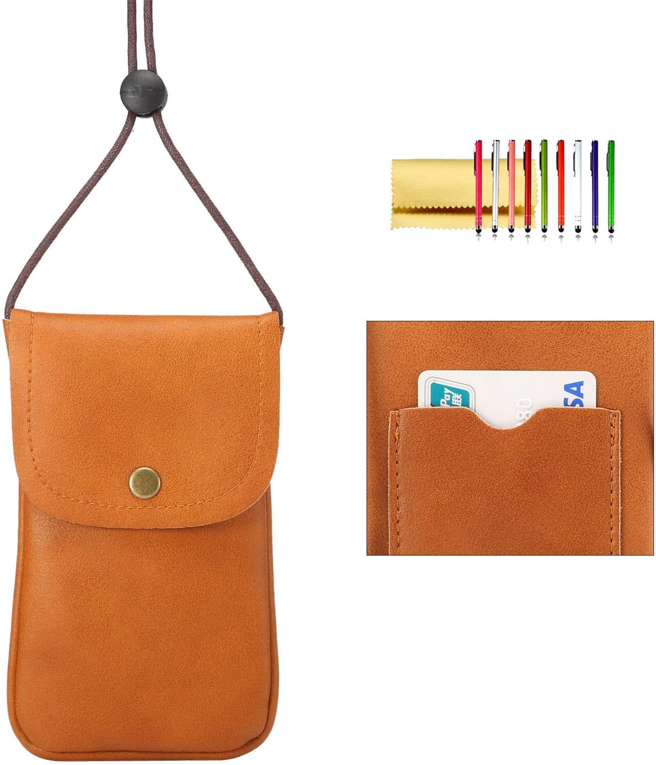 Amazon.com: Leather Neck Pouch for iPhone Xs Max, 8 Plus & Other ...