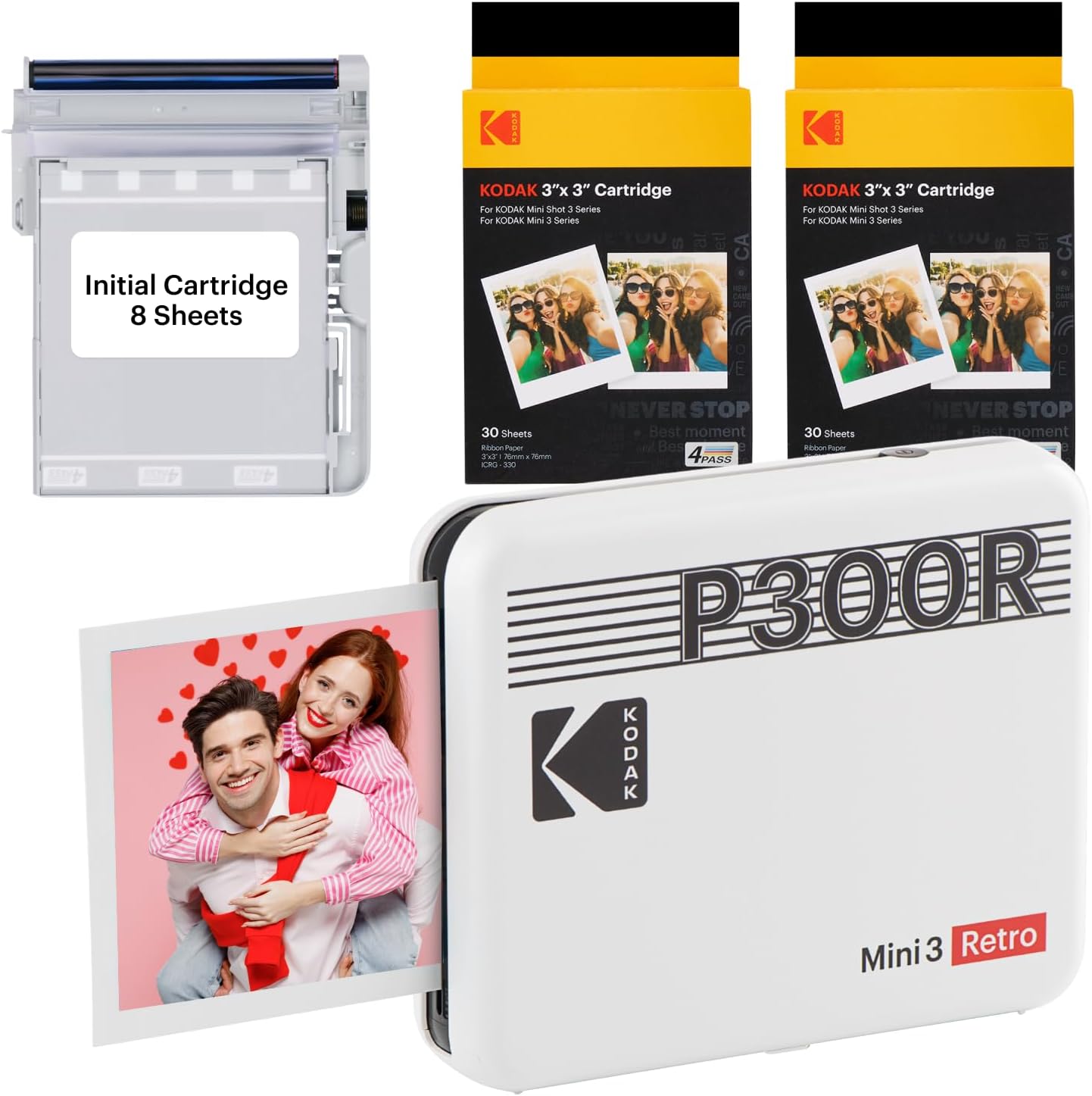 KODAK Mini 3 Retro 4PASS Portable Photo Printer (7.5 x 7.5 cm) + Pack ...