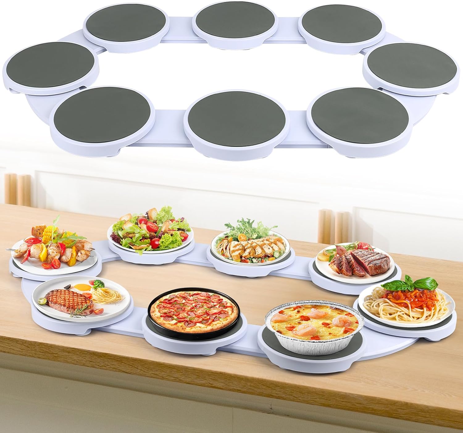 Hiwoor 8-Trays Lazy Susan Turntable, 360° Manual Turntable for Dining ...