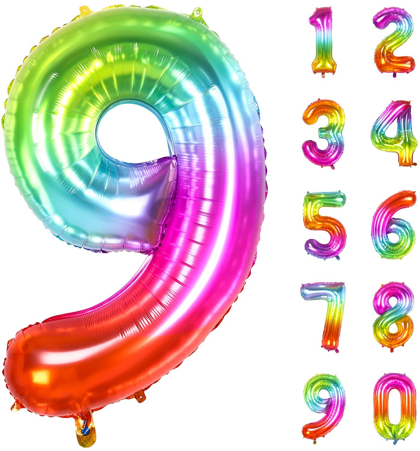 Amazon.com: Number Balloon | Number 9 Balloon for 9th Rainbow Birthday ...