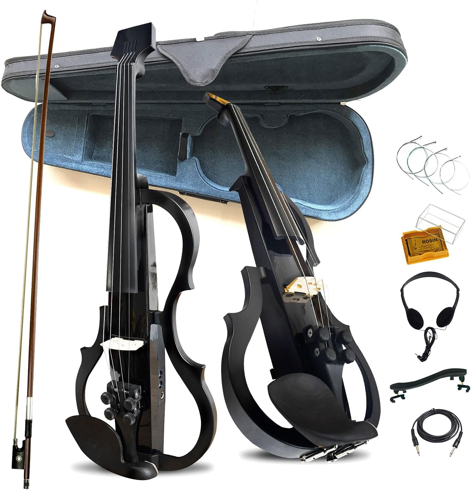Amazon.com: Cecilio 4/4 CEVN-1BK Solid Wood Electric/Silent Violin with ...
