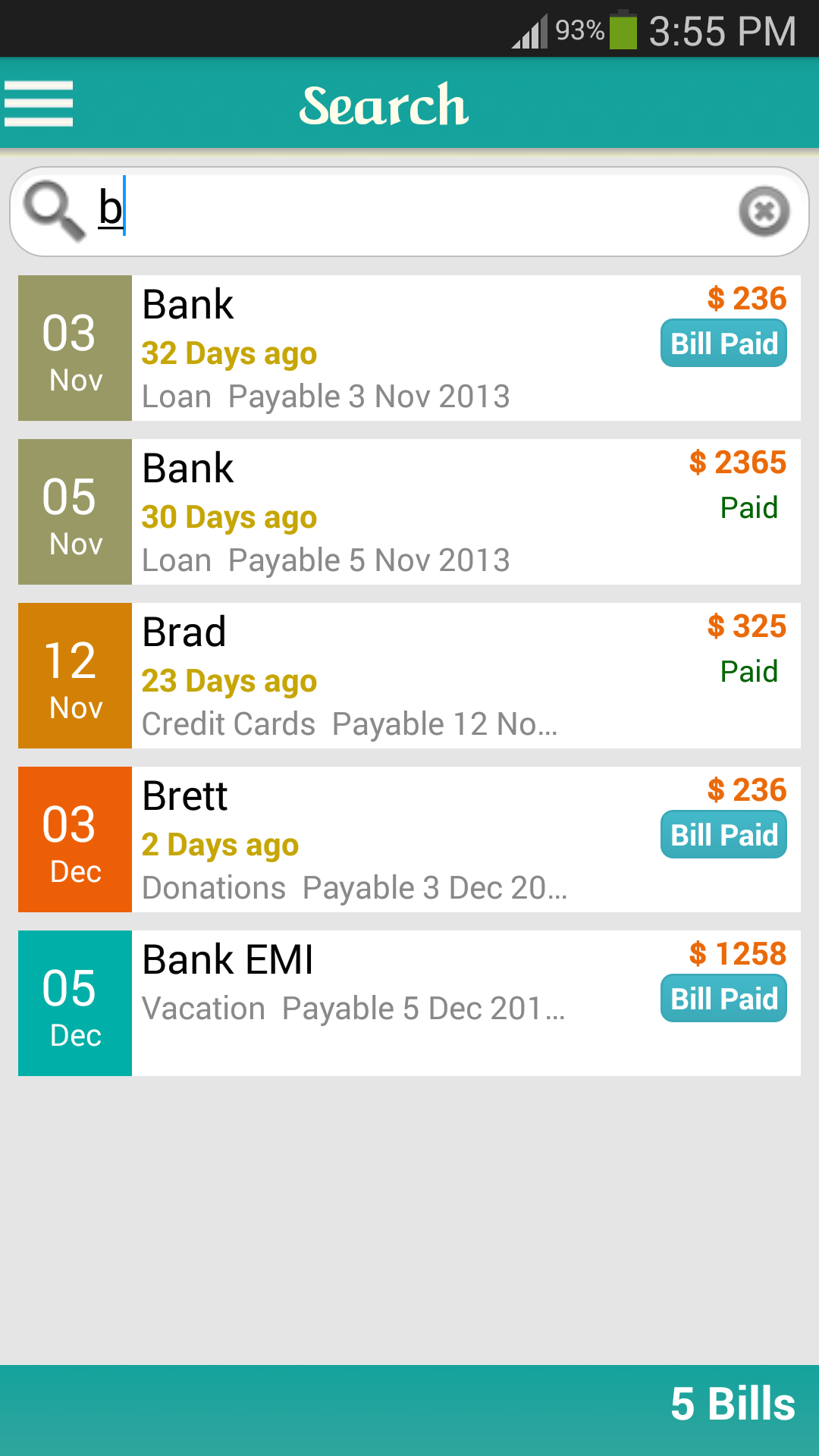 Bills Tracker Free - App on Amazon Appstore