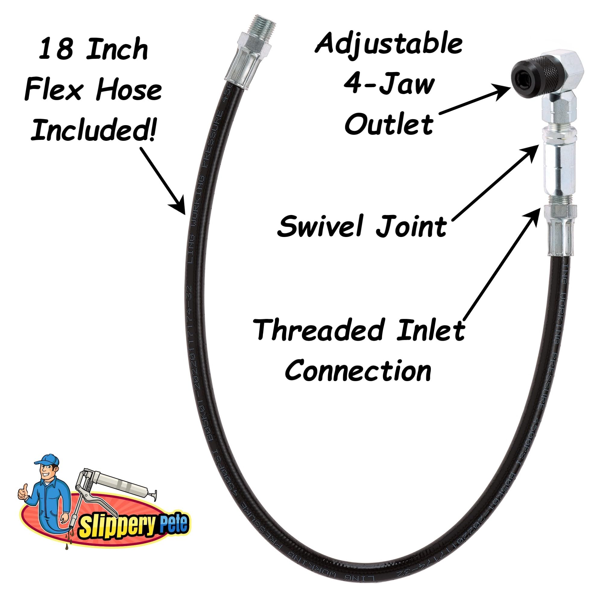 Snapklik.com : 90 Degree Grease Gun Coupler - 18 Inch Flex Hose ...