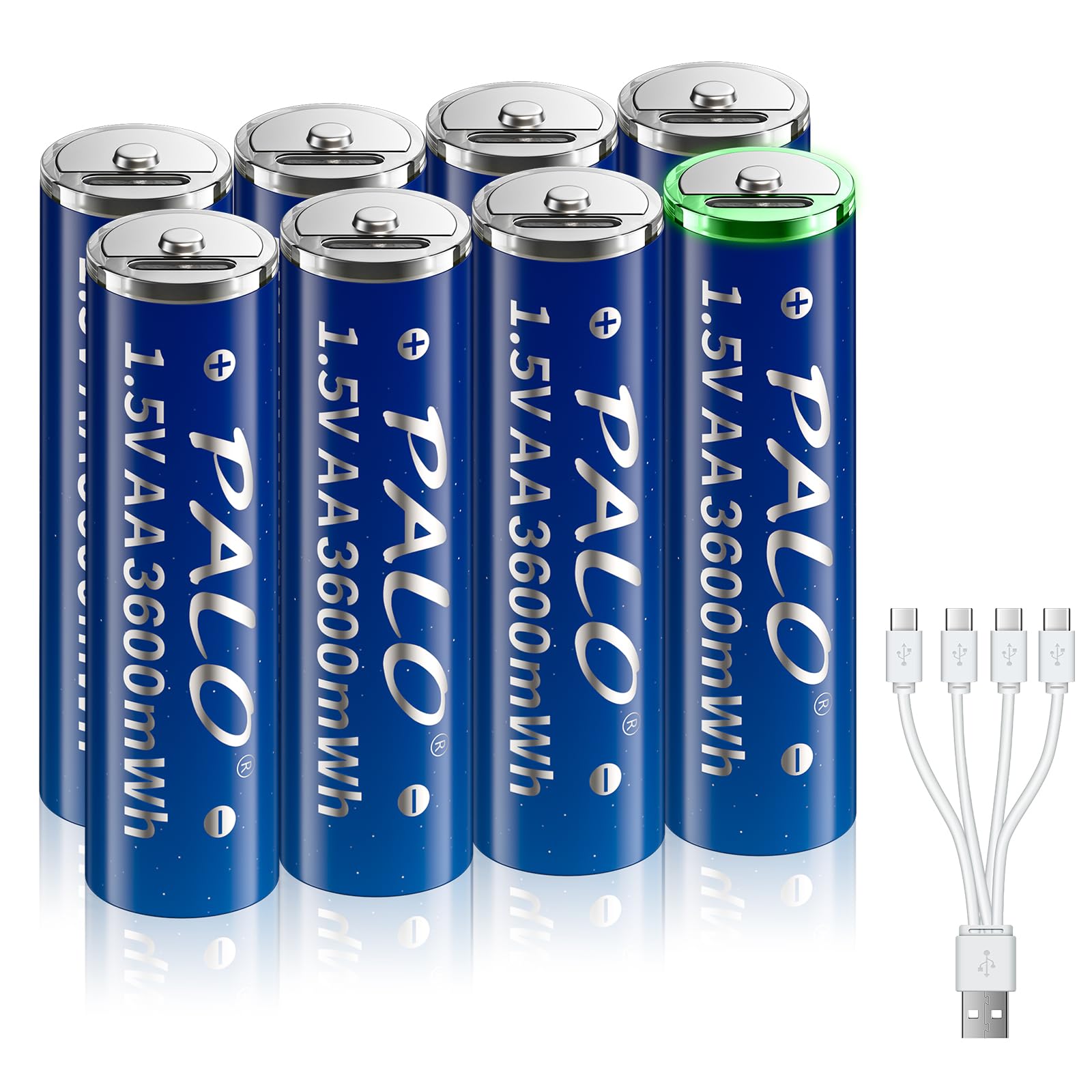 Rechargeable AA USB Batteries 1.5V 3600mWh Lithium Double A Battery ...