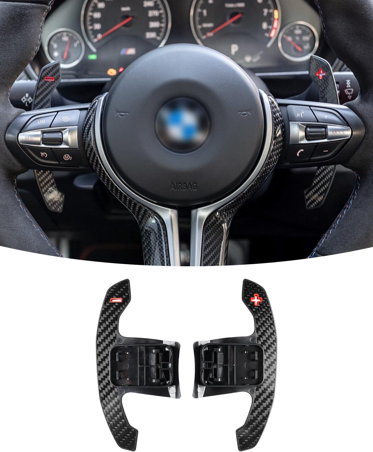 Amazon.com: SHSBSCAR Red Carbon Fiber Paddle Shifter Extensions for BMW ...