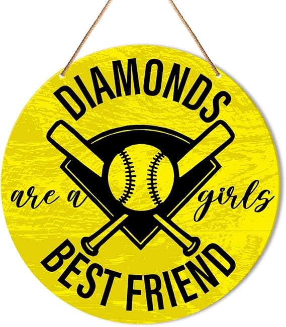 Amazon.com: Softball Signs Wall Decor, Softball Hanging Sign Decor ...