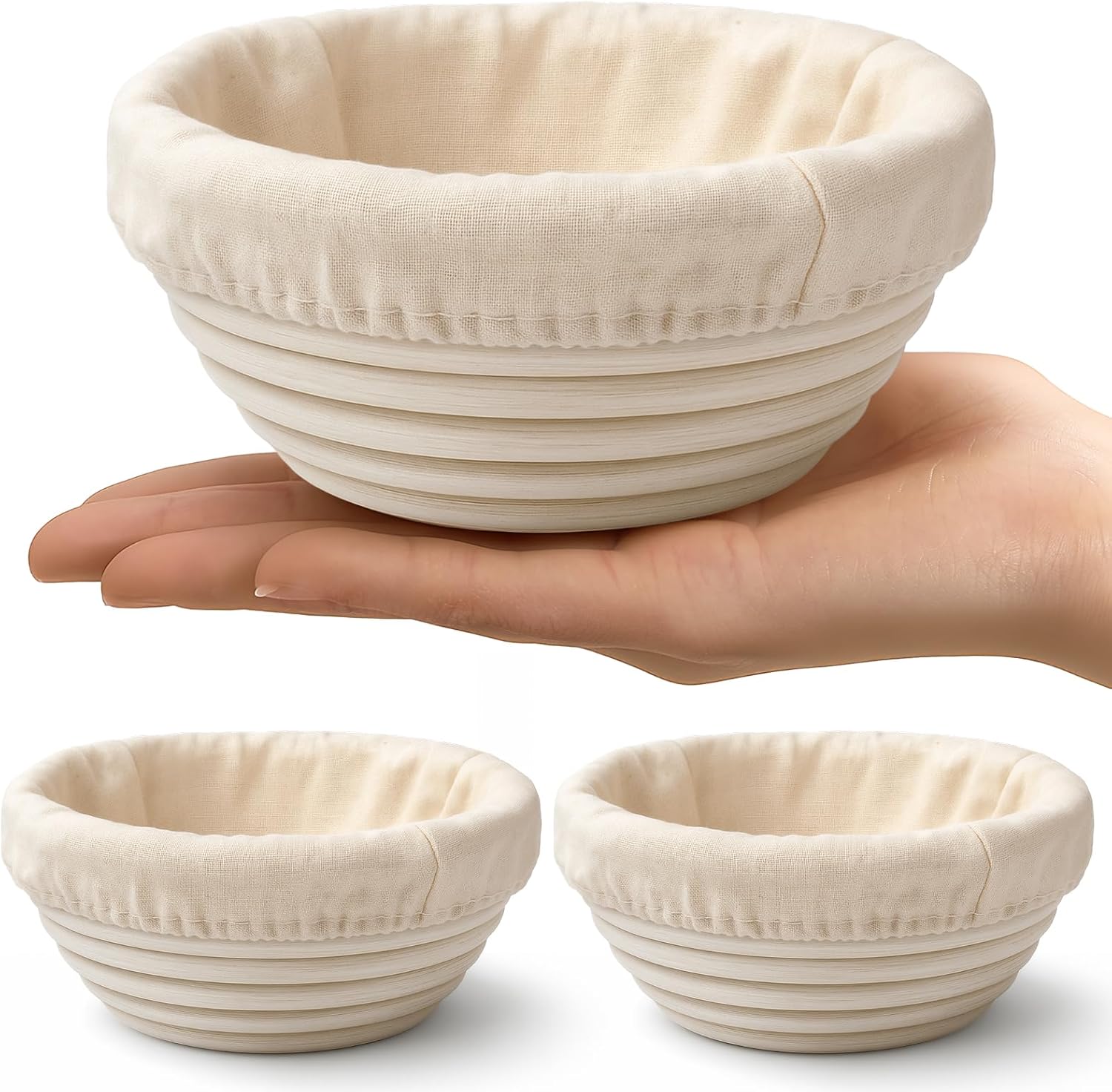 Amazon.com: Fanfanwin 2 Pack Mini Bread Proofing Baskets with Liners ...