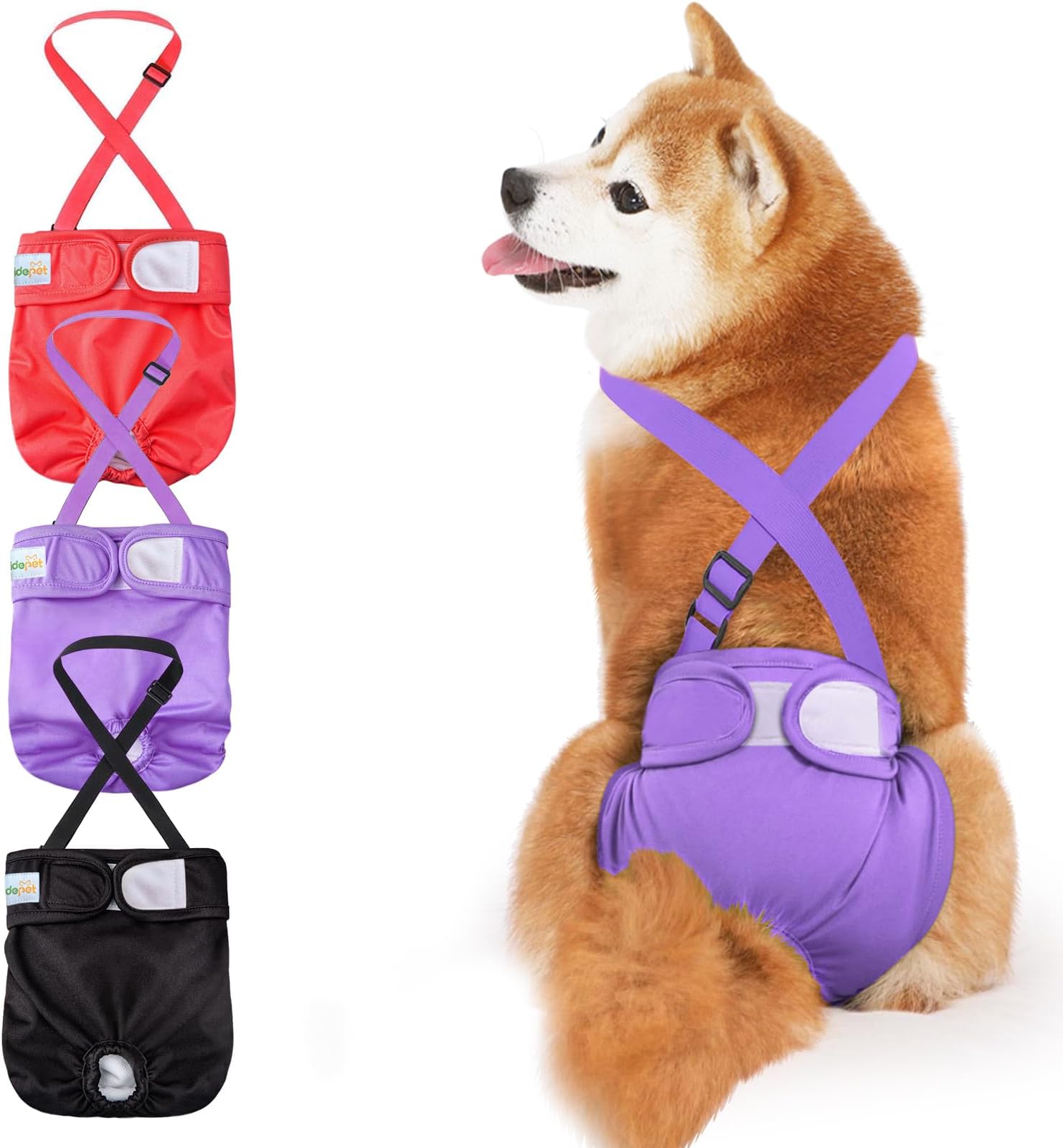Amazon.com : 3 Pack Avont Washable Female Dog Diaper with Suspender ...