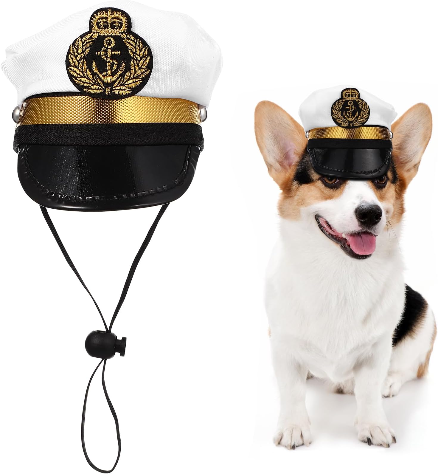 Amazon.com : Amosfun Pet Captain's Hat Sailors Sea Captain White ...