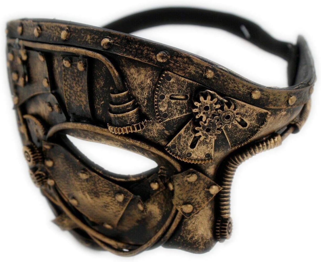 Amazon.com: TrendyFashionJewelry Men Metallic Black Gold Halloween Half ...