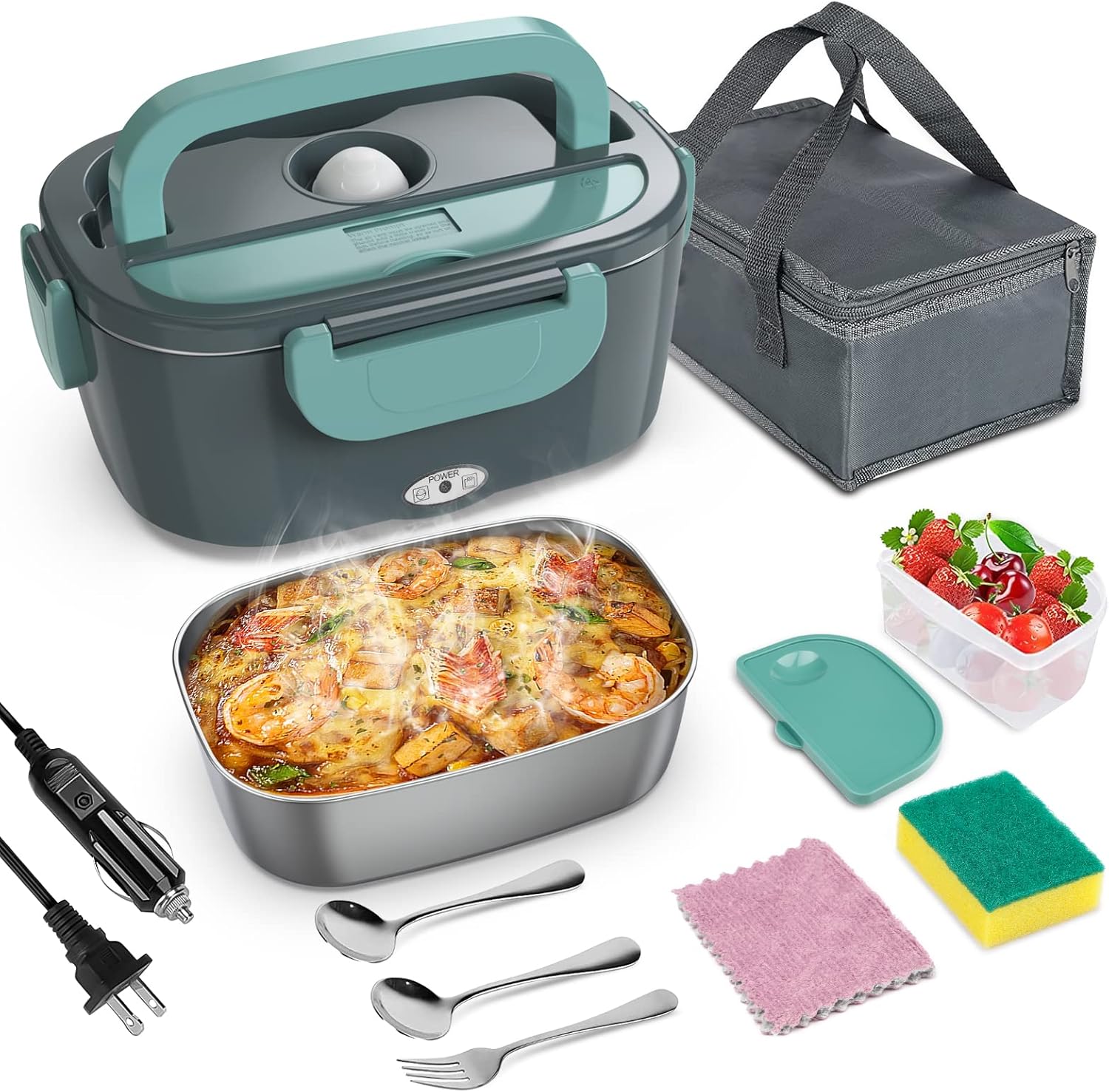 Amazon.com: NEWENMO Electric Lunch Box Food Heater, 60W 12/24/110V Leak ...