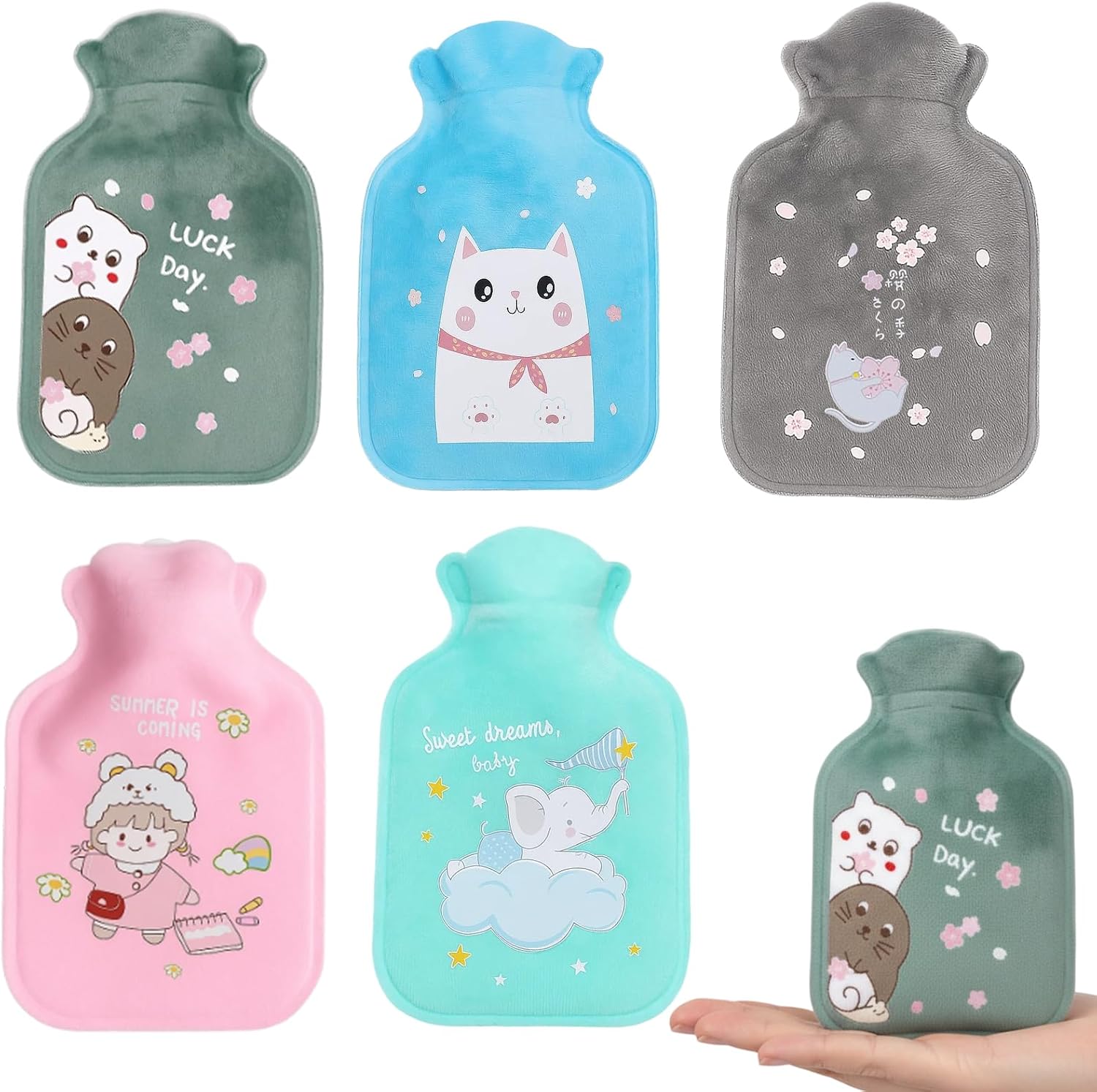 Mini Hot Water Bottle, Set of 5, Small Hot Water Bottle for On the Go ...