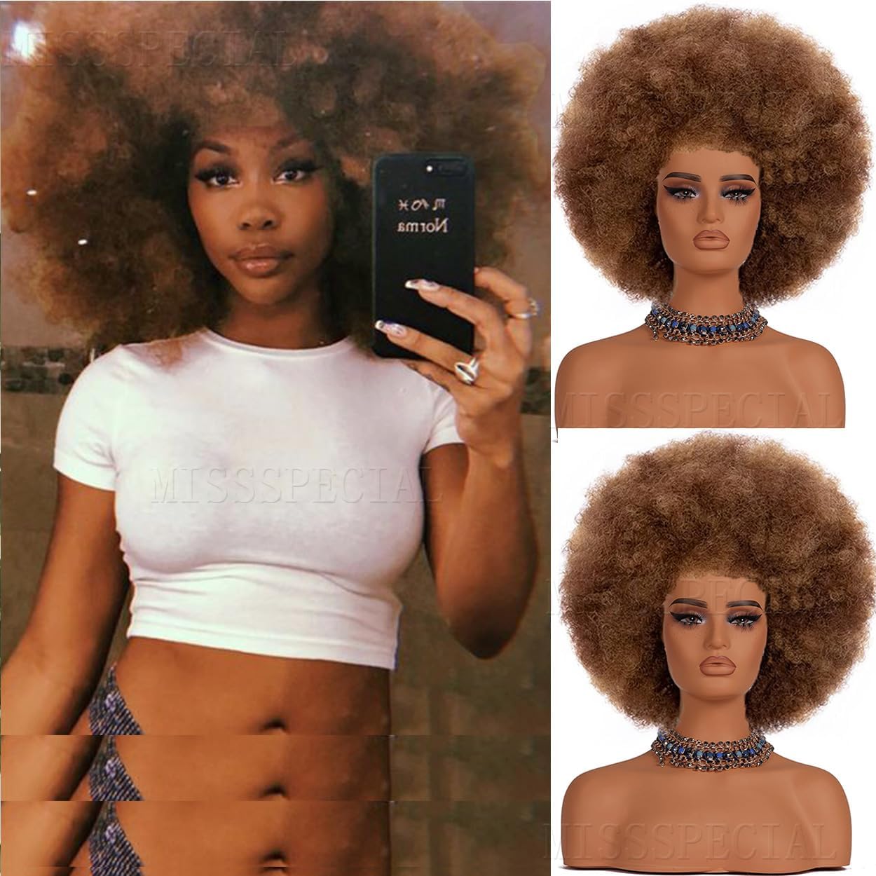 Amazon.com : YEEVICCKY 14" Afro Wigs for Women Curly Afro Wig 70s Large Bouncy and Soft Natural ...