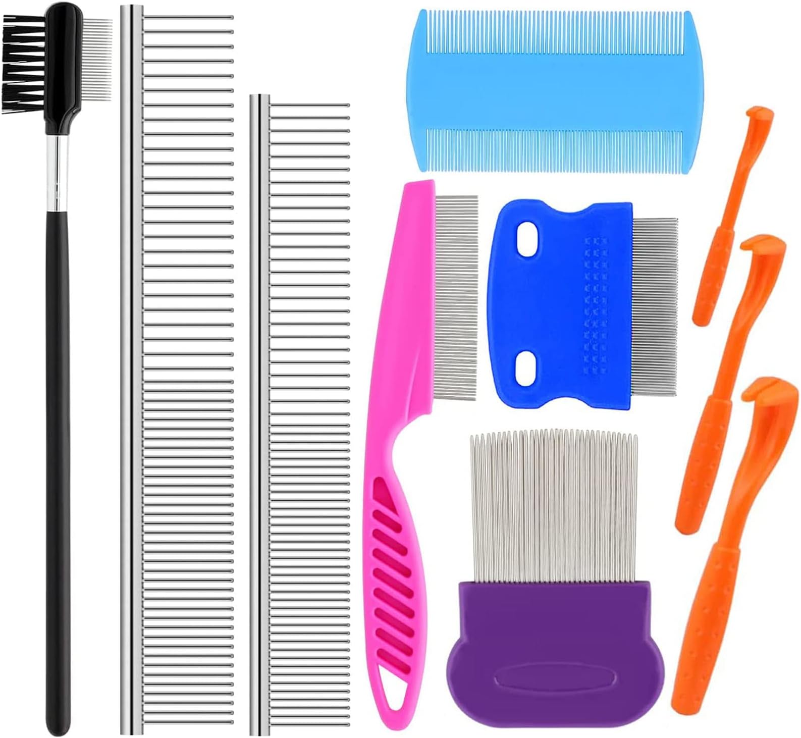 Amazon.com: Pet Grooming Comb Kit, Tear Stain Remover Brush, Undercoat ...